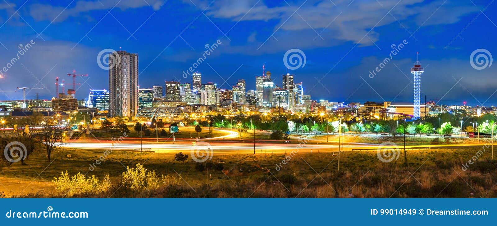 Downtown Denver at Duck stock image. Image of skyscrapper - 99014949