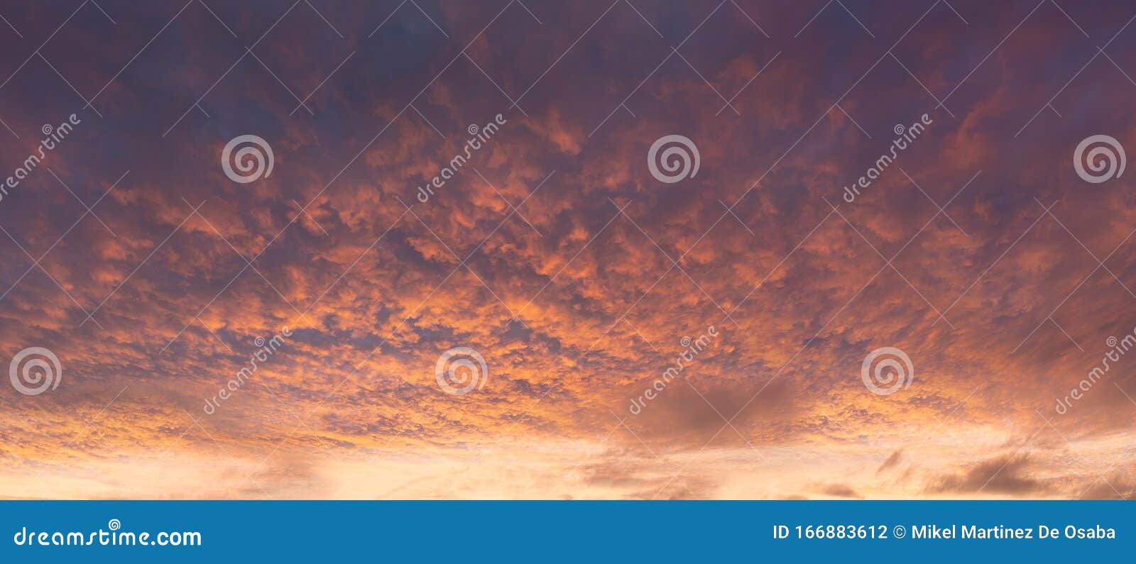 Panorama of Dramatic Cloudscape at Sunset with Red Clouds Stock Photo ...