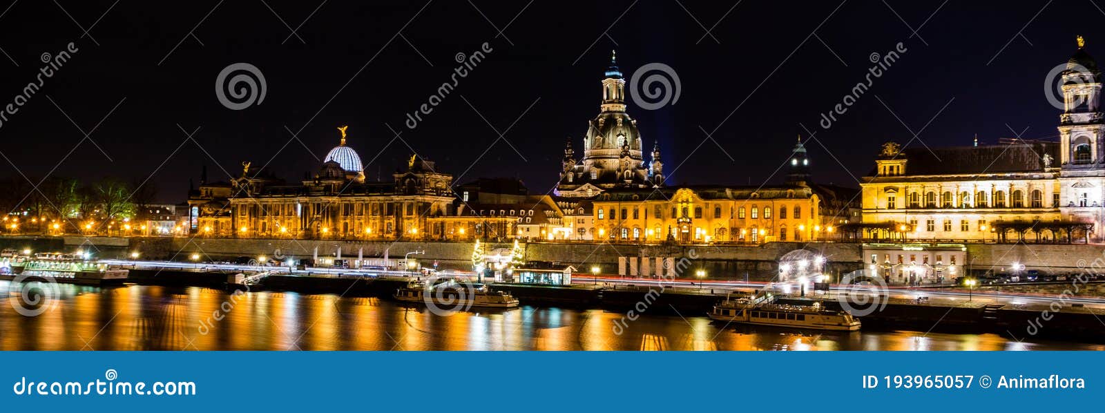 Panorama Dresden Skyline at Night Stock Image - Image of landmark, view ...