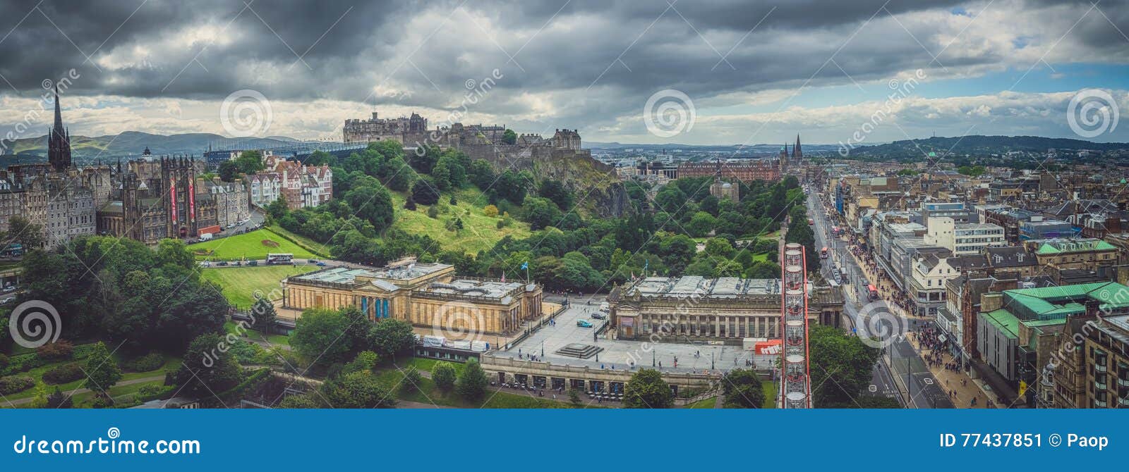 Panorama of Edinburgh stock image. Image of architecture - 77437851