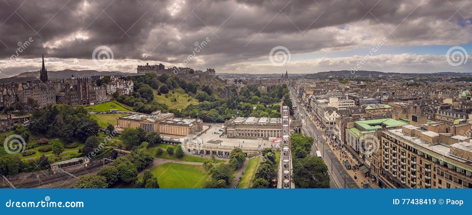 Panorama of Edinburgh stock image. Image of church, british - 77438419