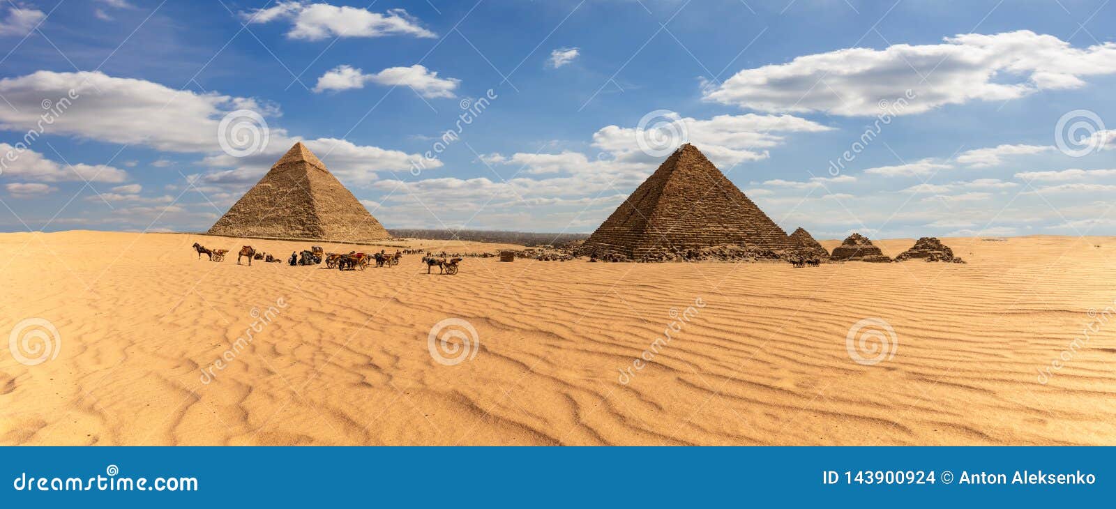 Panorama of Egypt, View on the Giza Pyramids in the Desert Stock Photo ...
