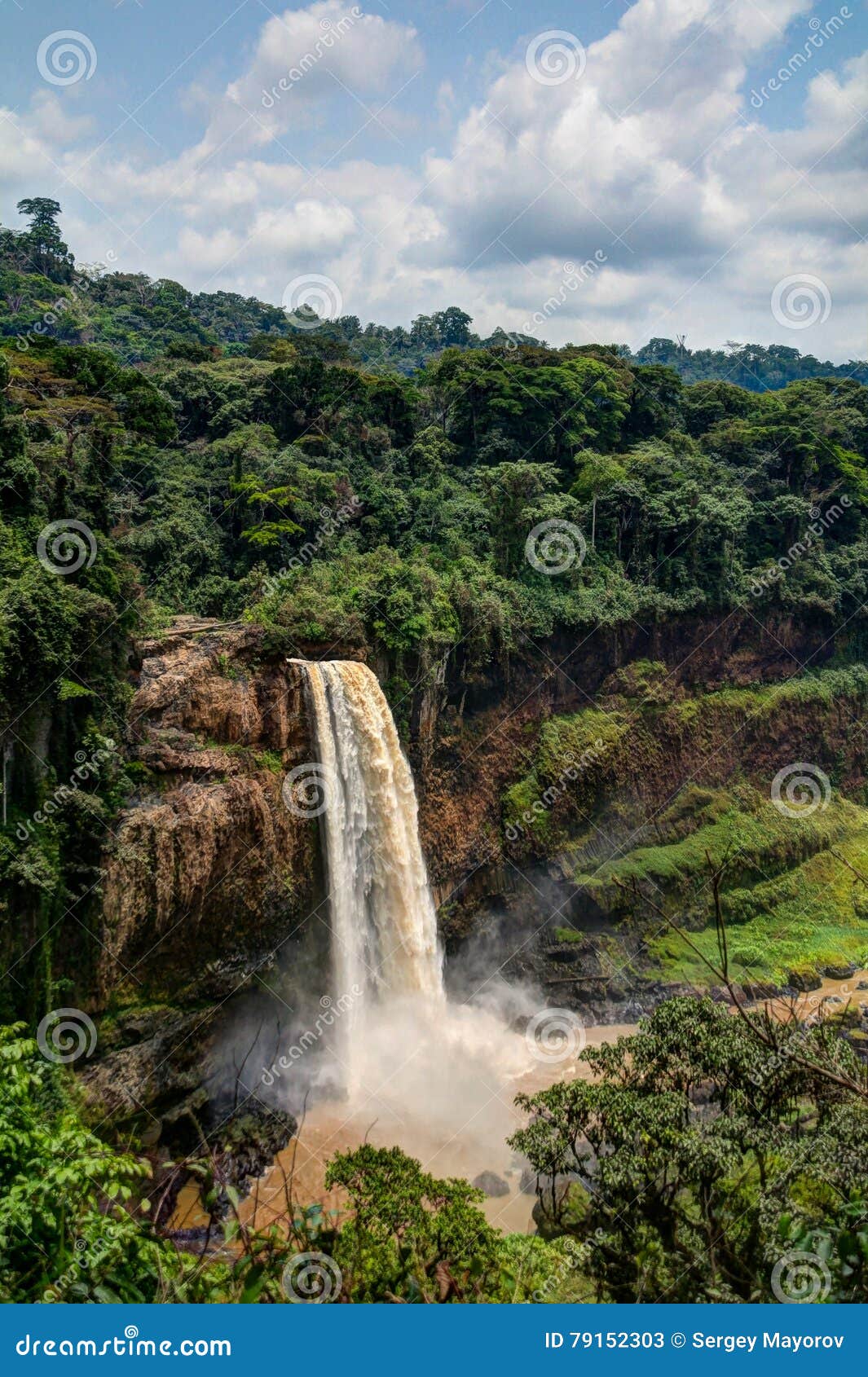 Panorama of Ekom waterfall stock image. Image of nature - 79152303