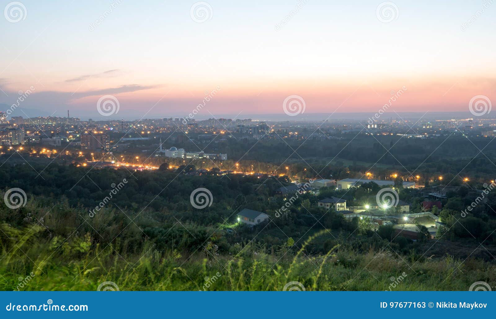 Panorama of the Evening Almaty Stock Image - Image of downtown ...