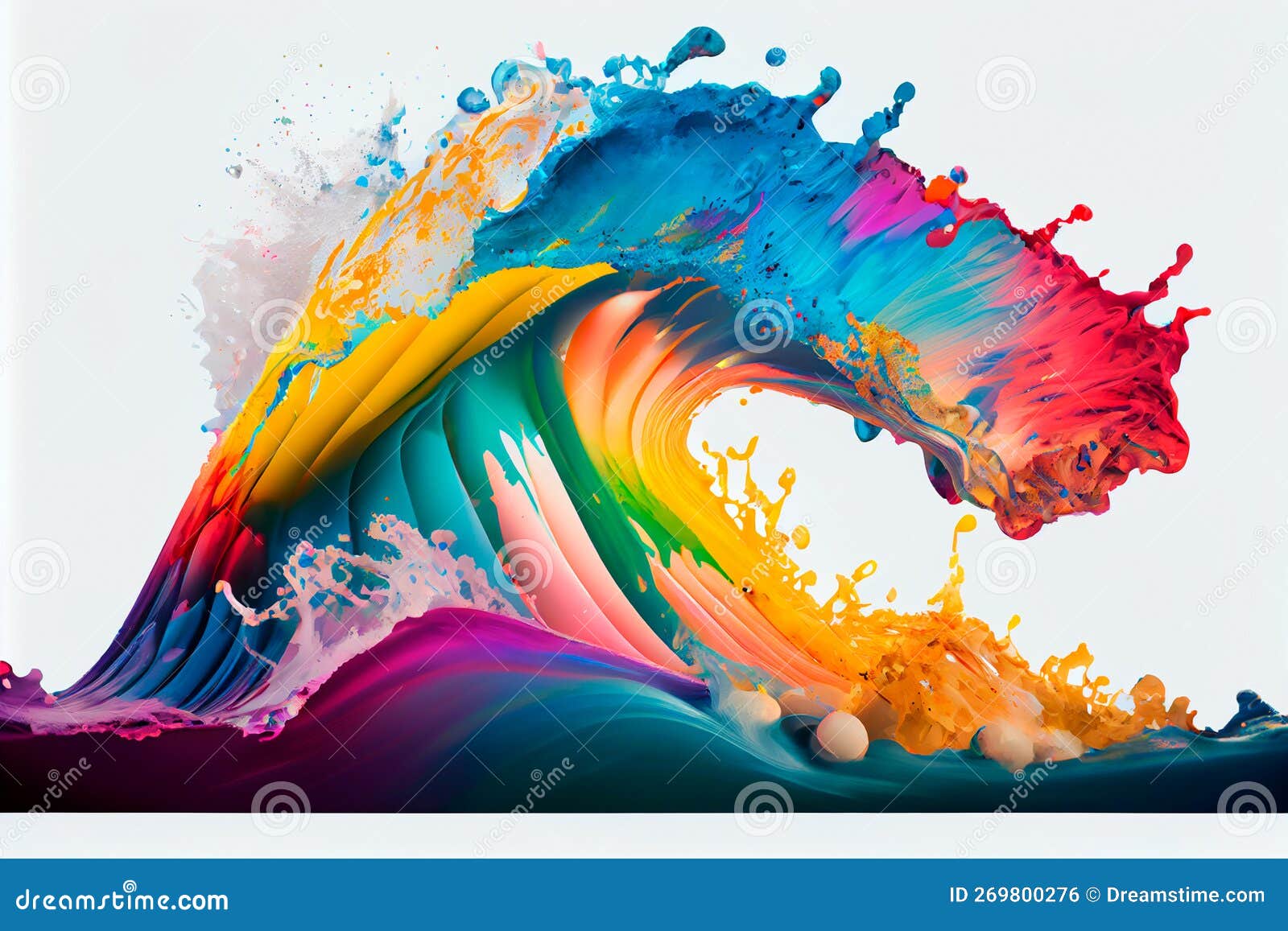 Panorama Exploding Liquid Paint in Rainbow Colors with Splashes ...