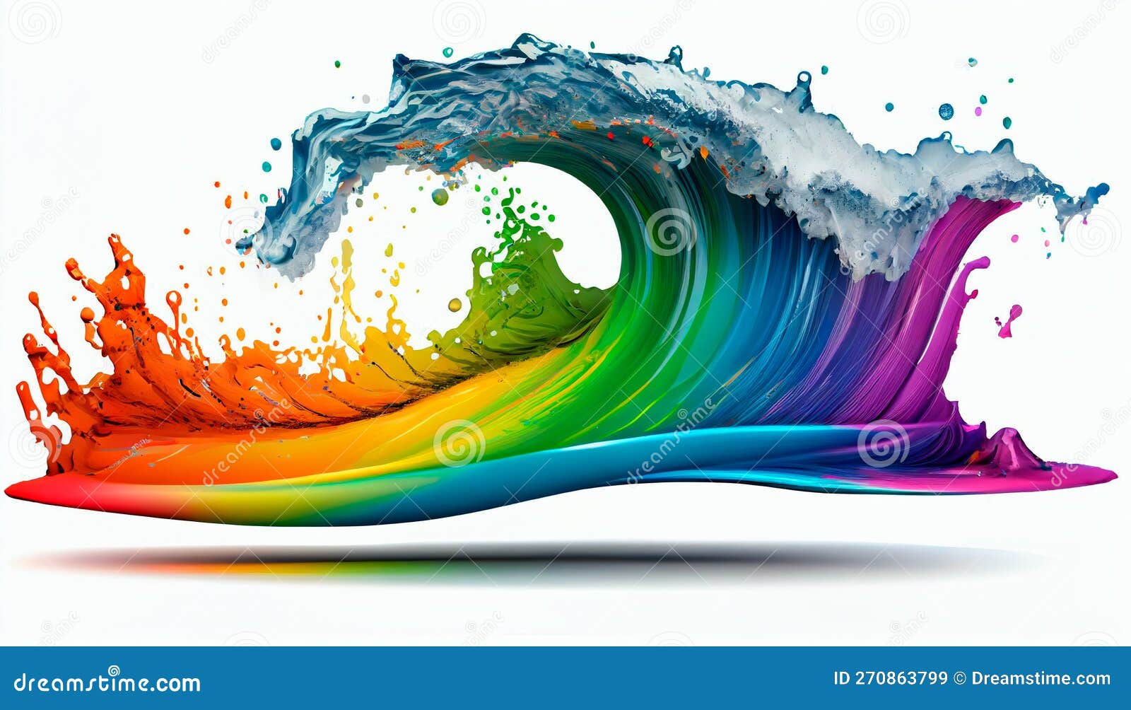 Panorama Exploding Liquid Paint in Rainbow Colors with Splashes ...