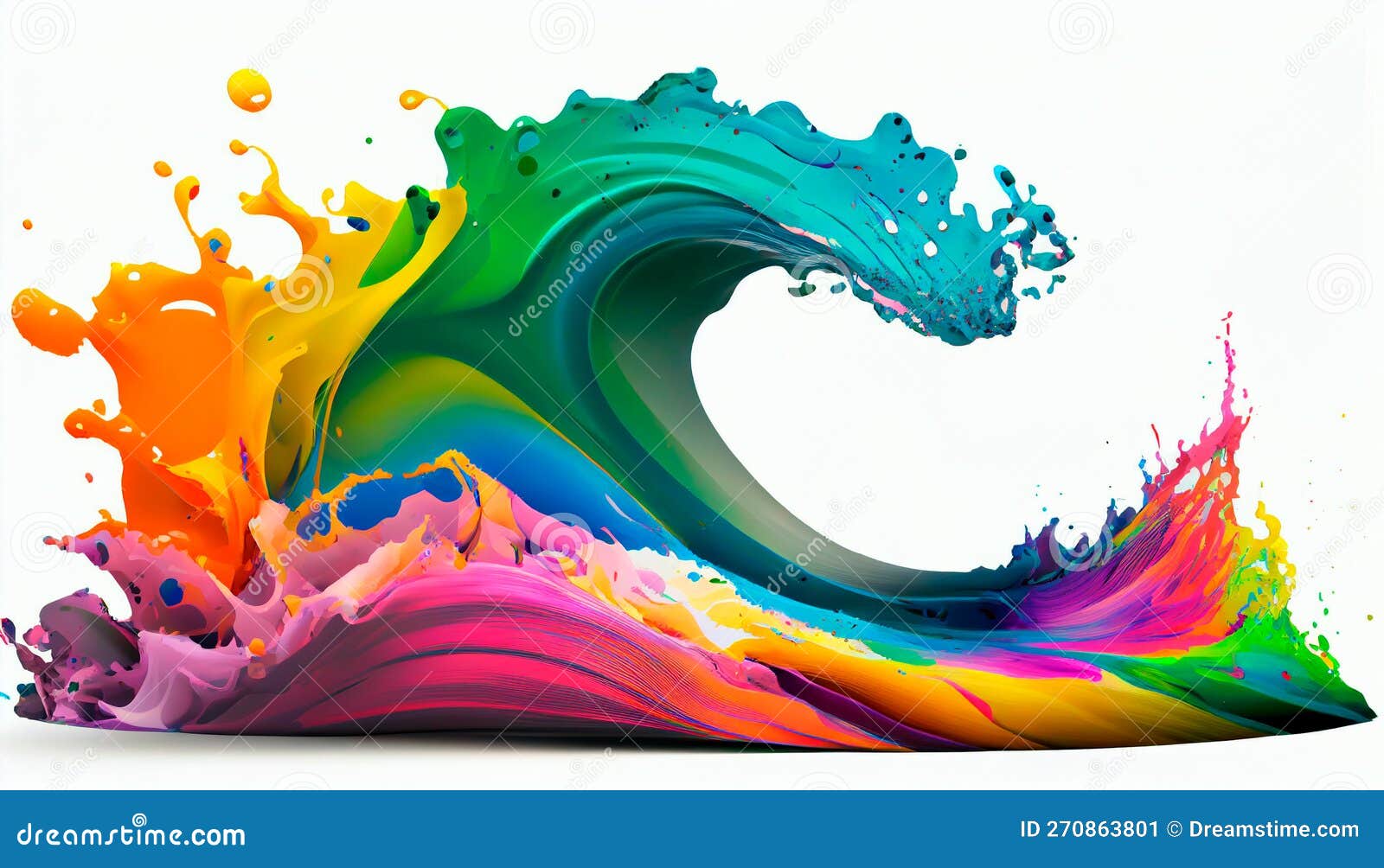 Panorama Exploding Liquid Paint in Rainbow Colors with Splashes ...