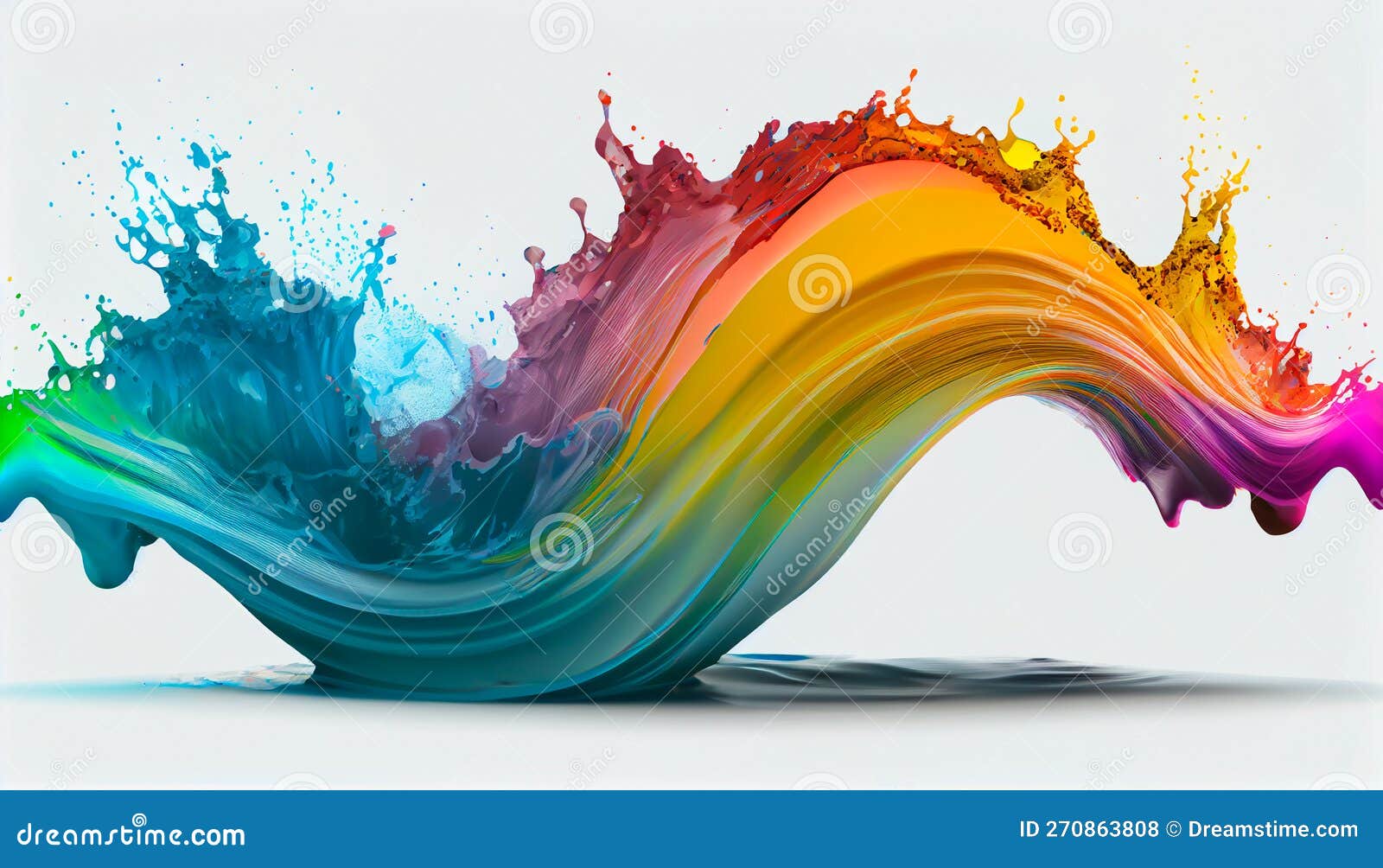 Panorama Exploding Liquid Paint in Rainbow Colors with Splashes ...