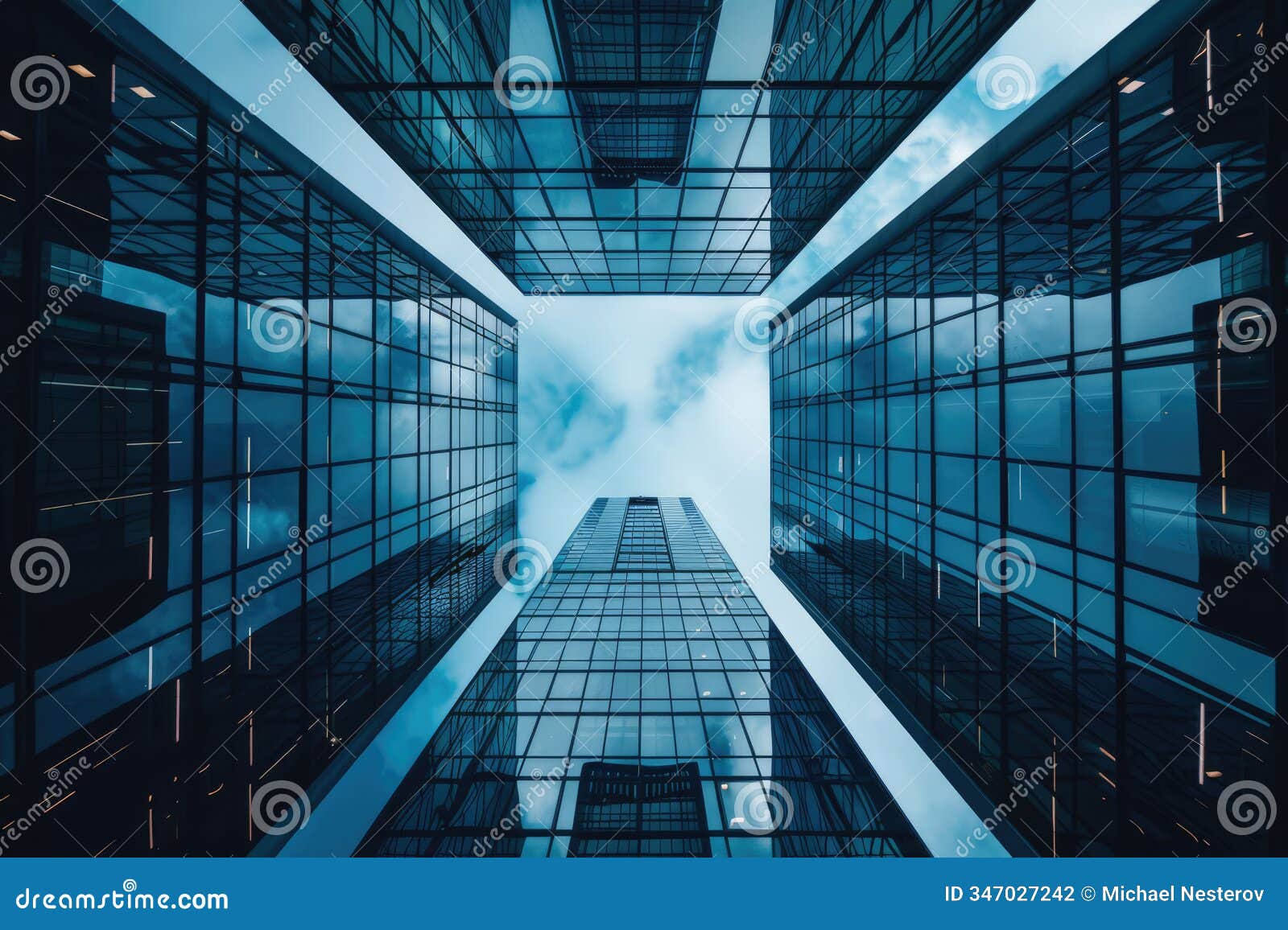 Panorama Facade of a Multi-storey Modern House, Bottom View Stock Photo ...