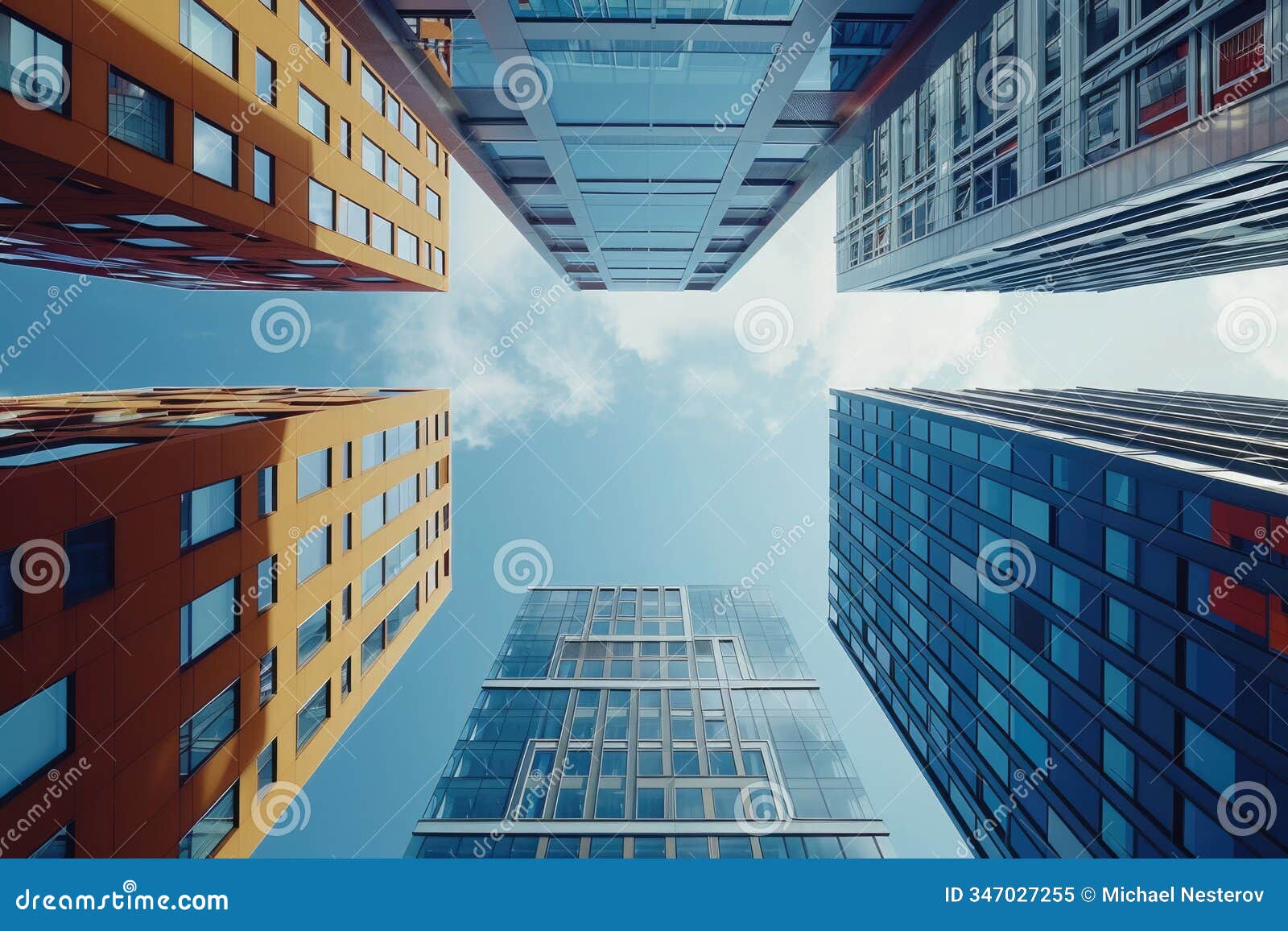 Panorama Facade of a Multi-storey Modern House, Bottom View Stock Image ...