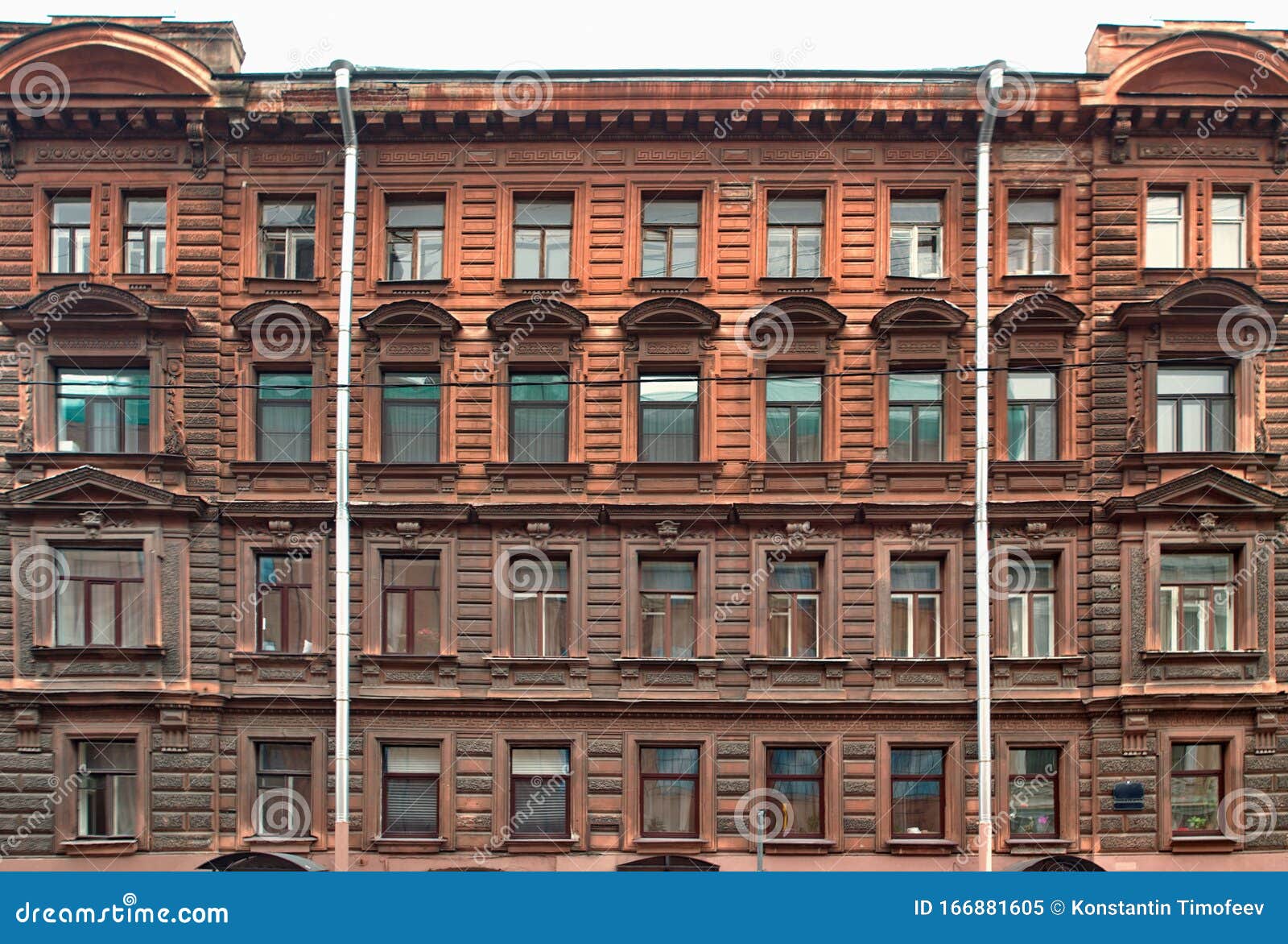 Panorama of the Facade of an Old Apartment Building As a Background ...