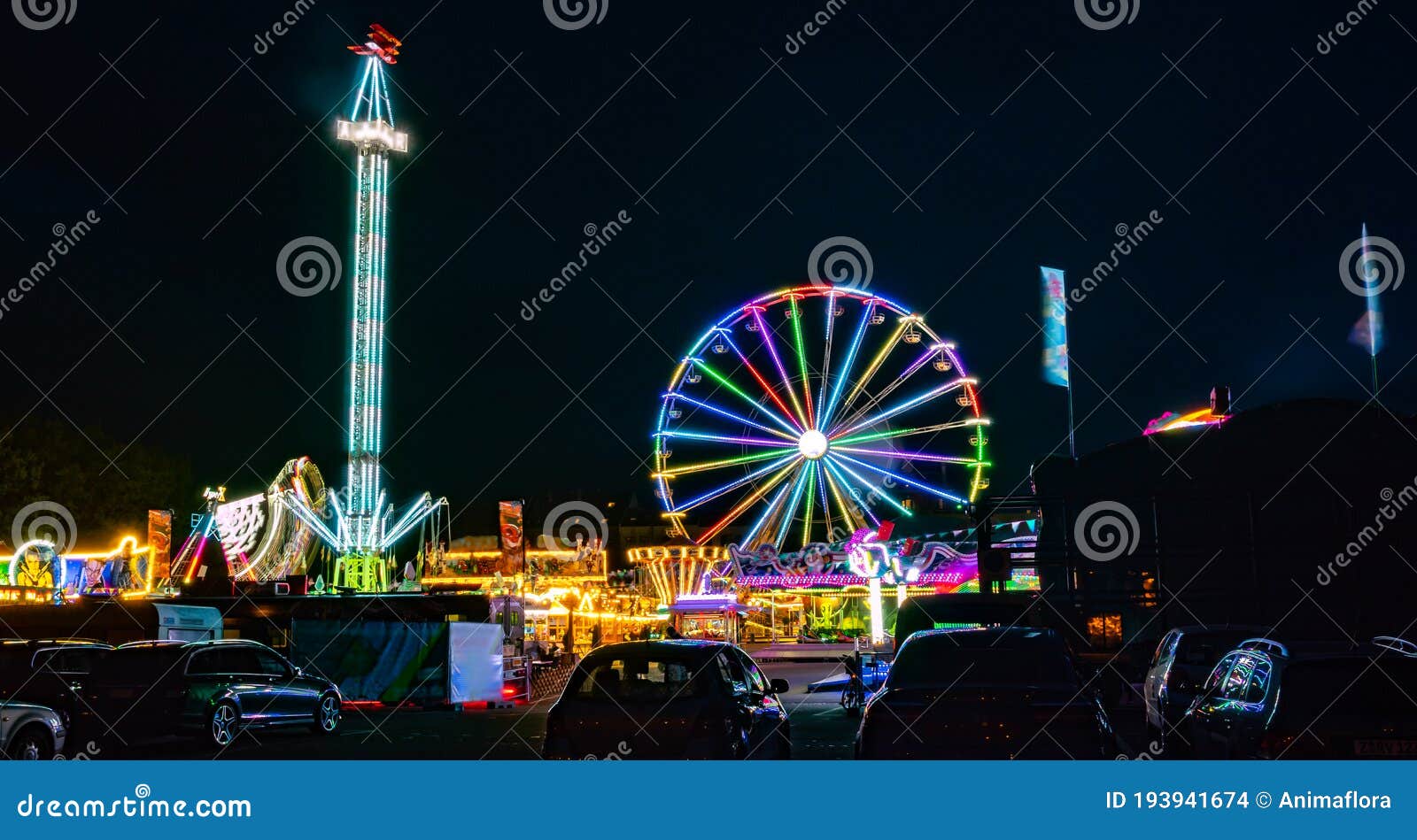 Panorama at the Fair in the Evening Editorial Stock Image - Image of ...