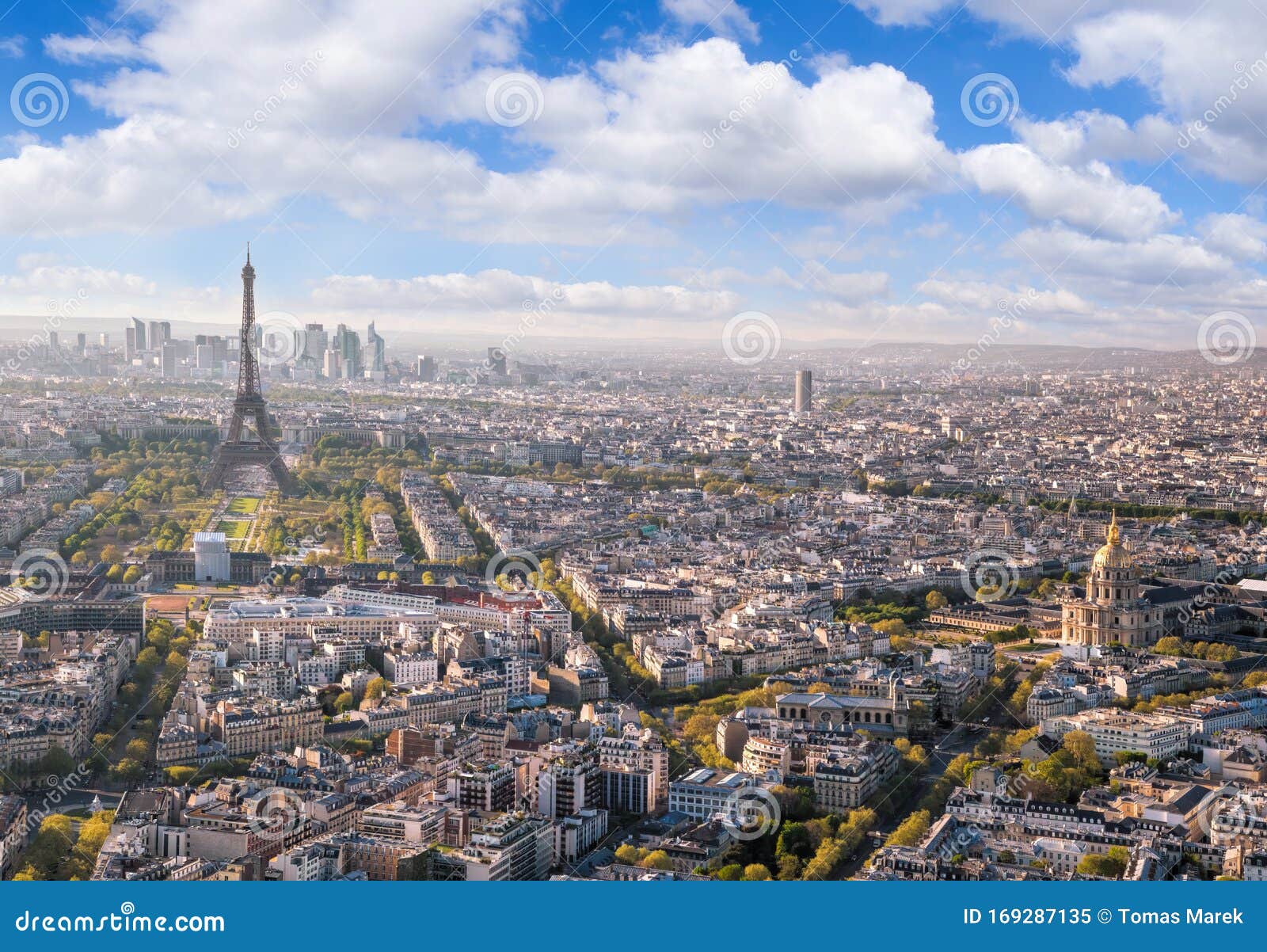 Panorama of Paris with Eiffel Tower in France Stock Image - Image of ...