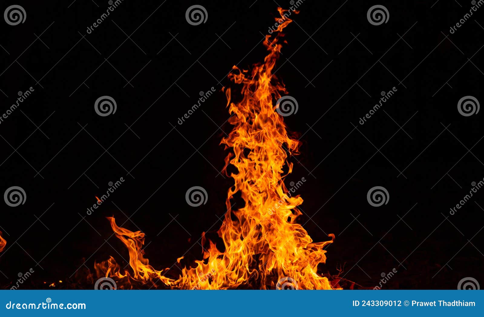 Panorama Fire Flames On Black Background.global Warming Concept ...