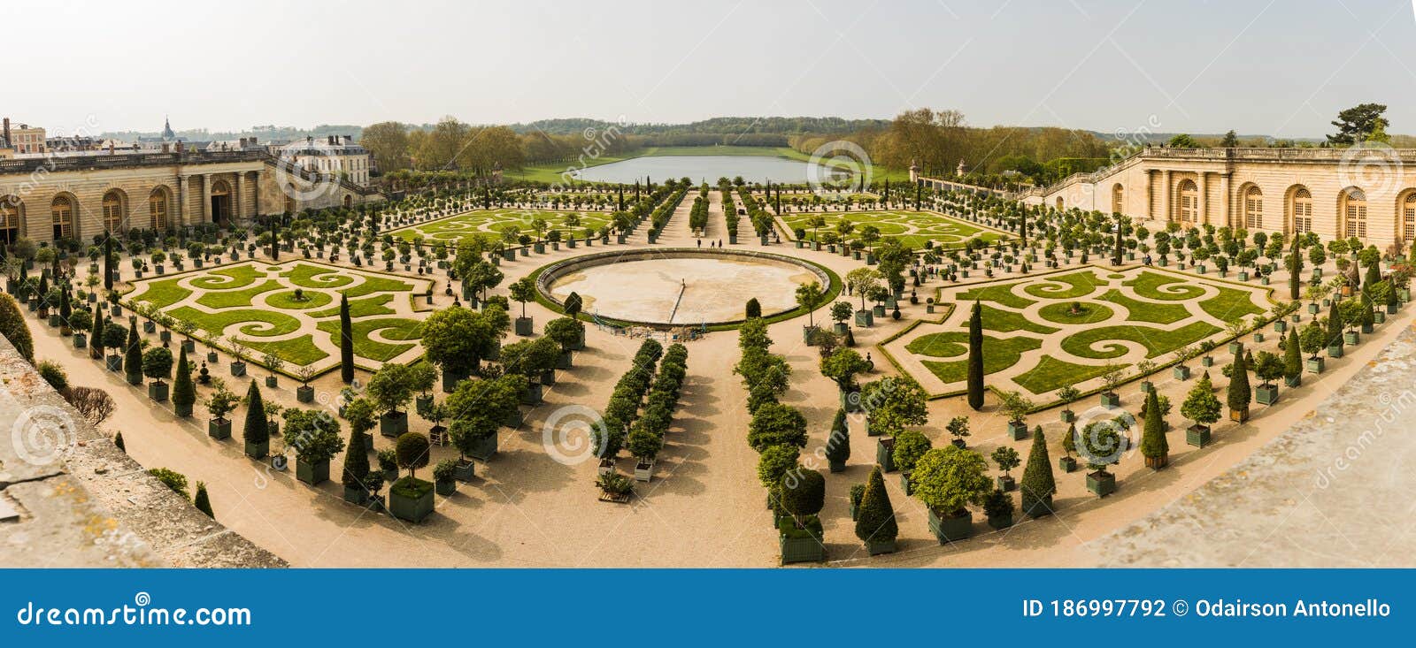 Panorama Fish Eye, Gardens of Versailles. Stock Photo - Image of ...