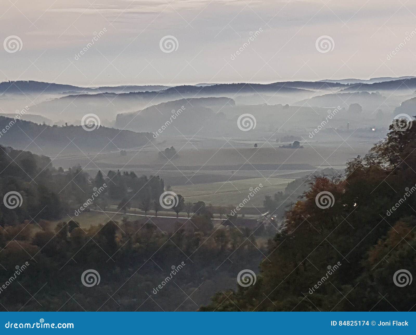 Panorama stock photo. Image of mist, hills, meadowes - 84825174