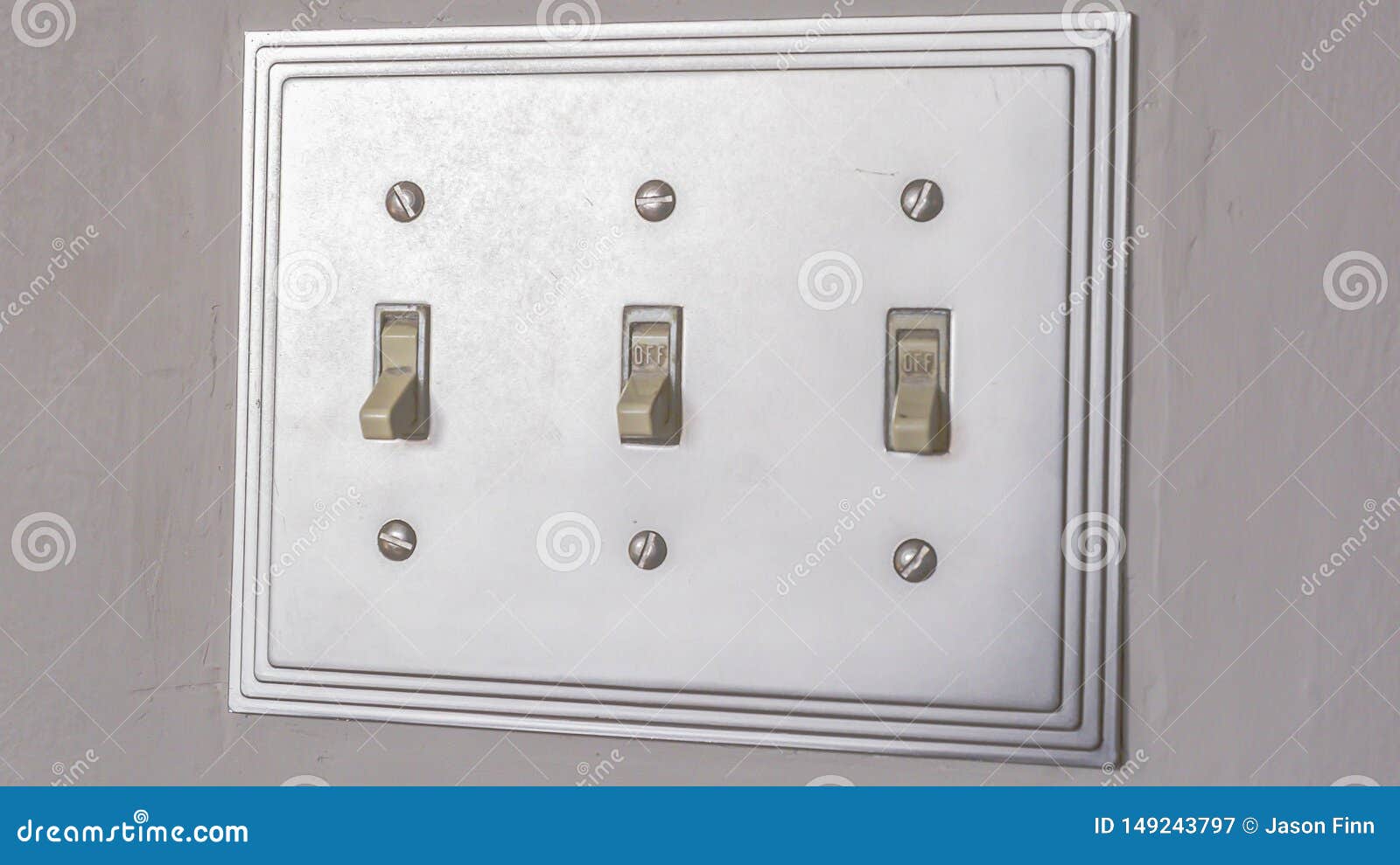 Panorama Frame Close Up of the Electrical Light Switch Against the ...