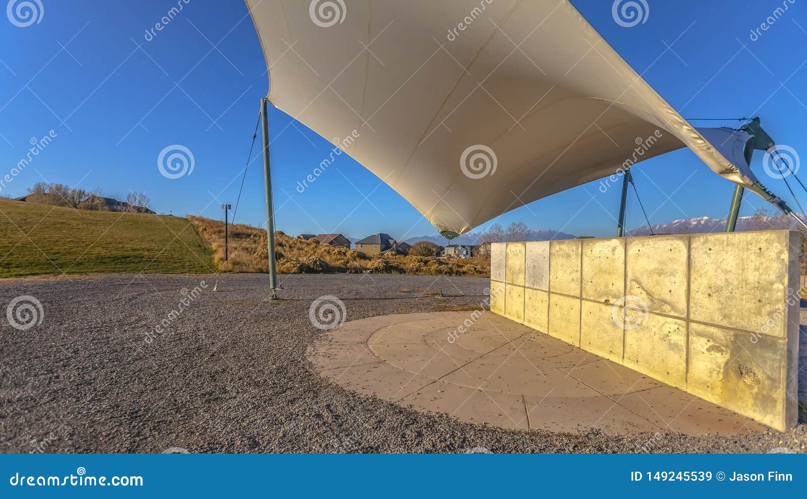 Panorama Frame Concrete Rectangular Structure on a Rocky Ground Under a ...