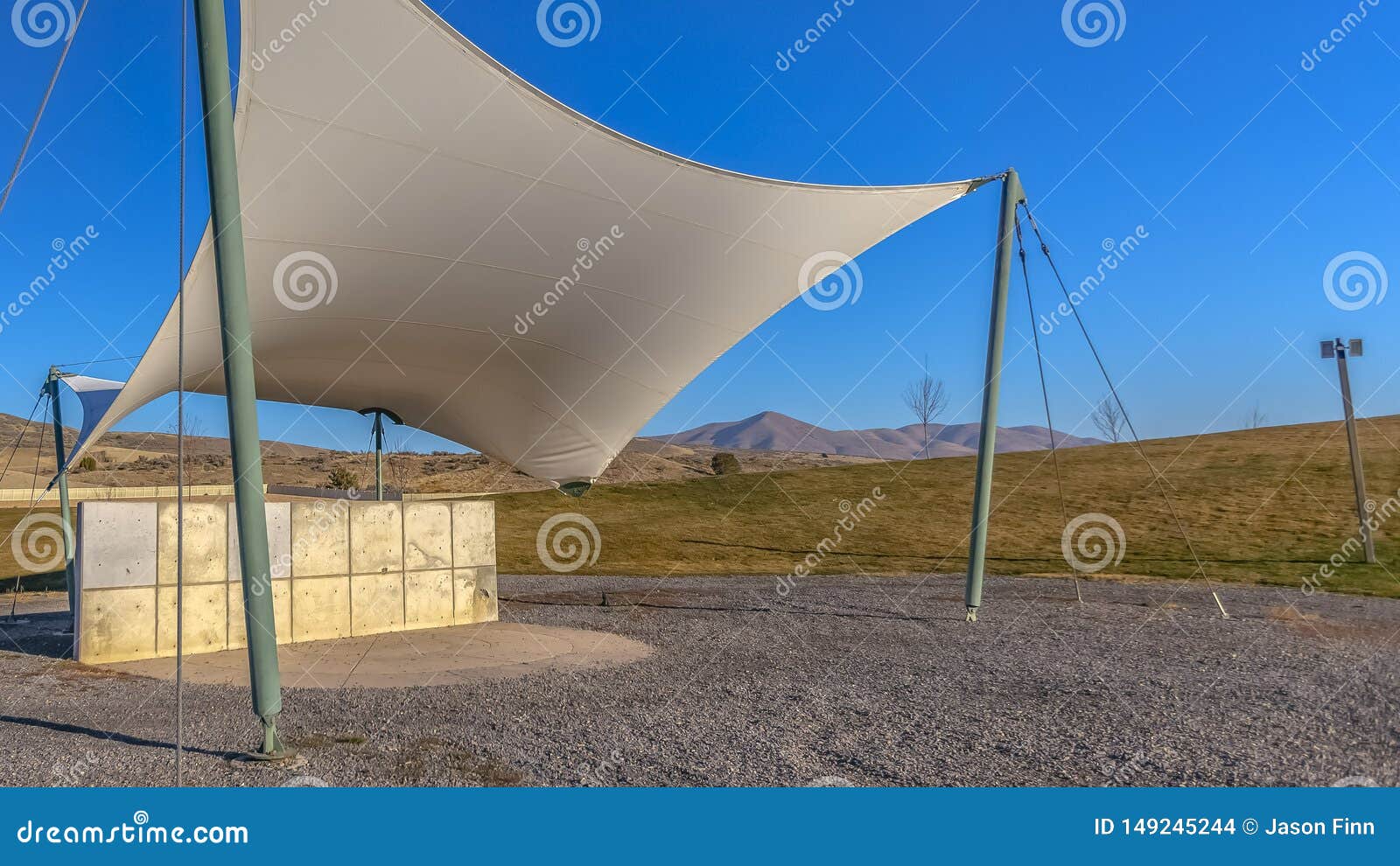 Panorama Frame Concrete Rectangular Structure Under a White Canopy ...