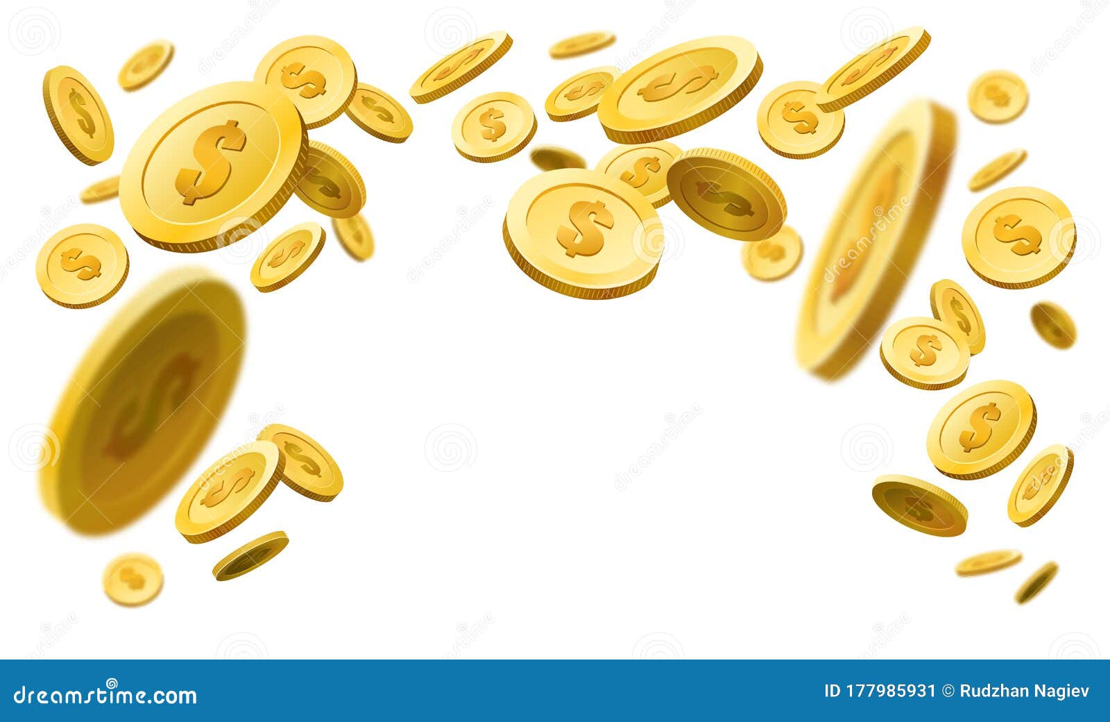 Panorama Frame of Floating Gold Coins Stock Vector - Illustration of ...