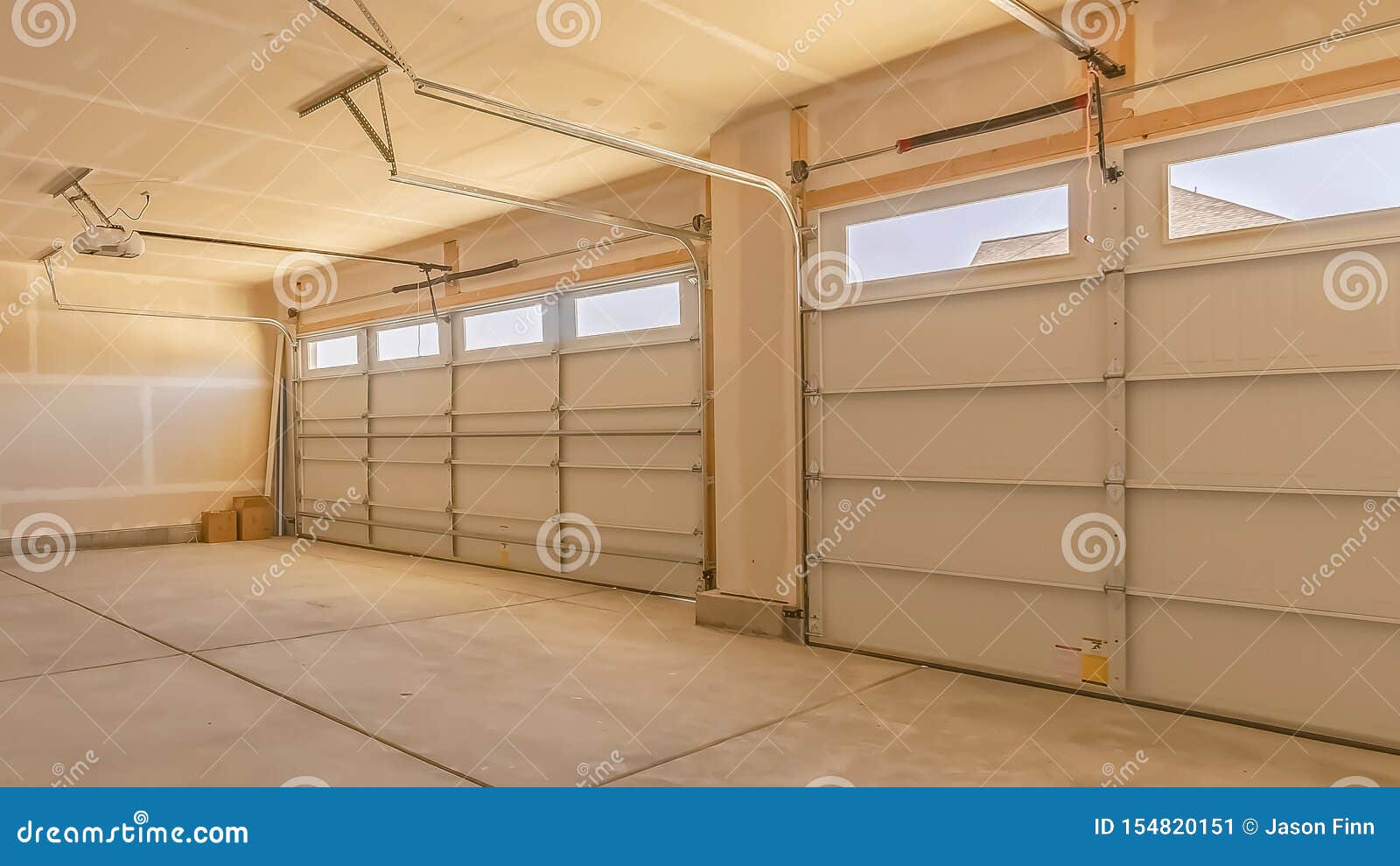 Panorama Frame Interior of an Empty Garage with Two Large Doors and ...