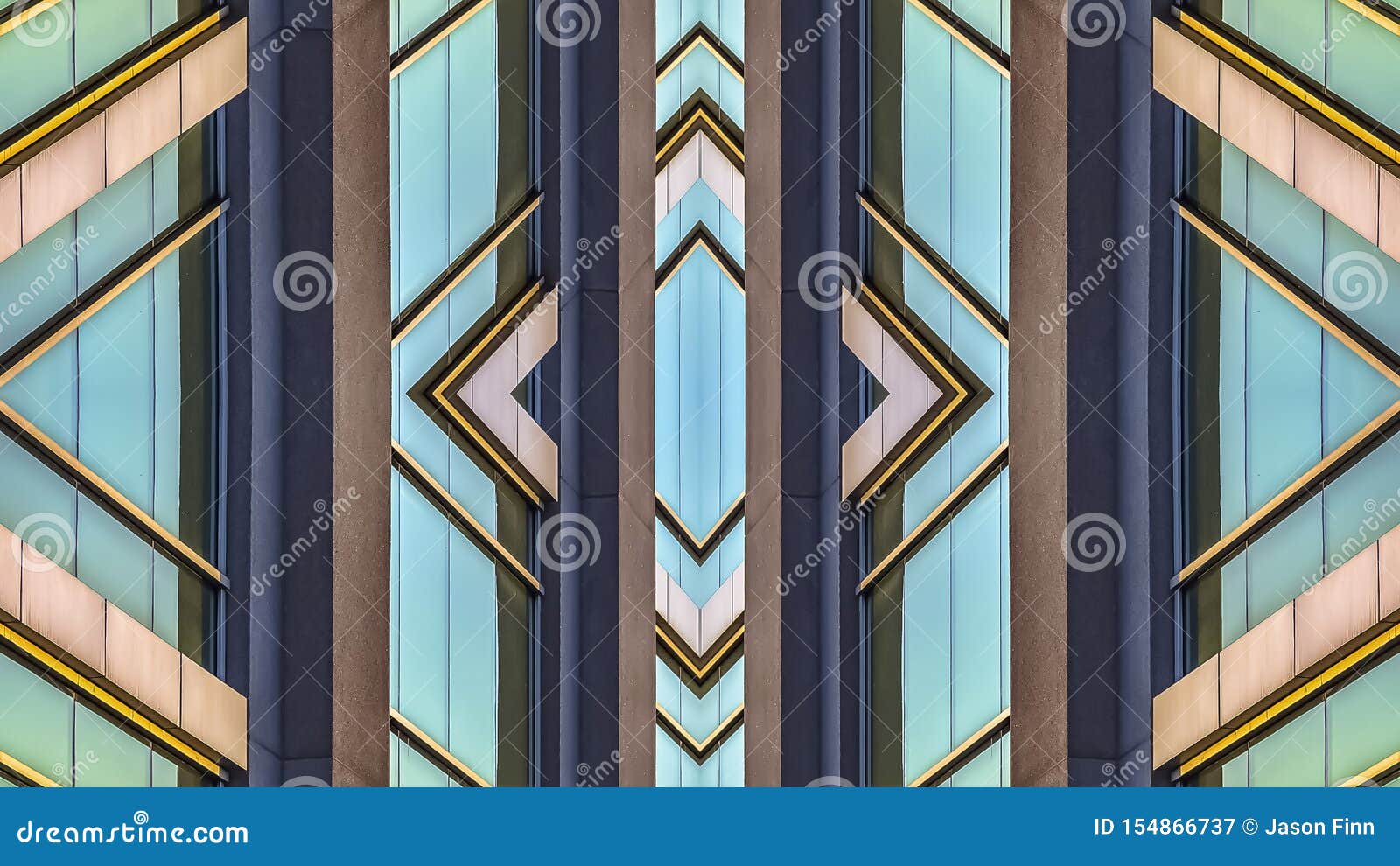 Panorama Frame Shiny Teal Windows of an Office Building Stock Image ...