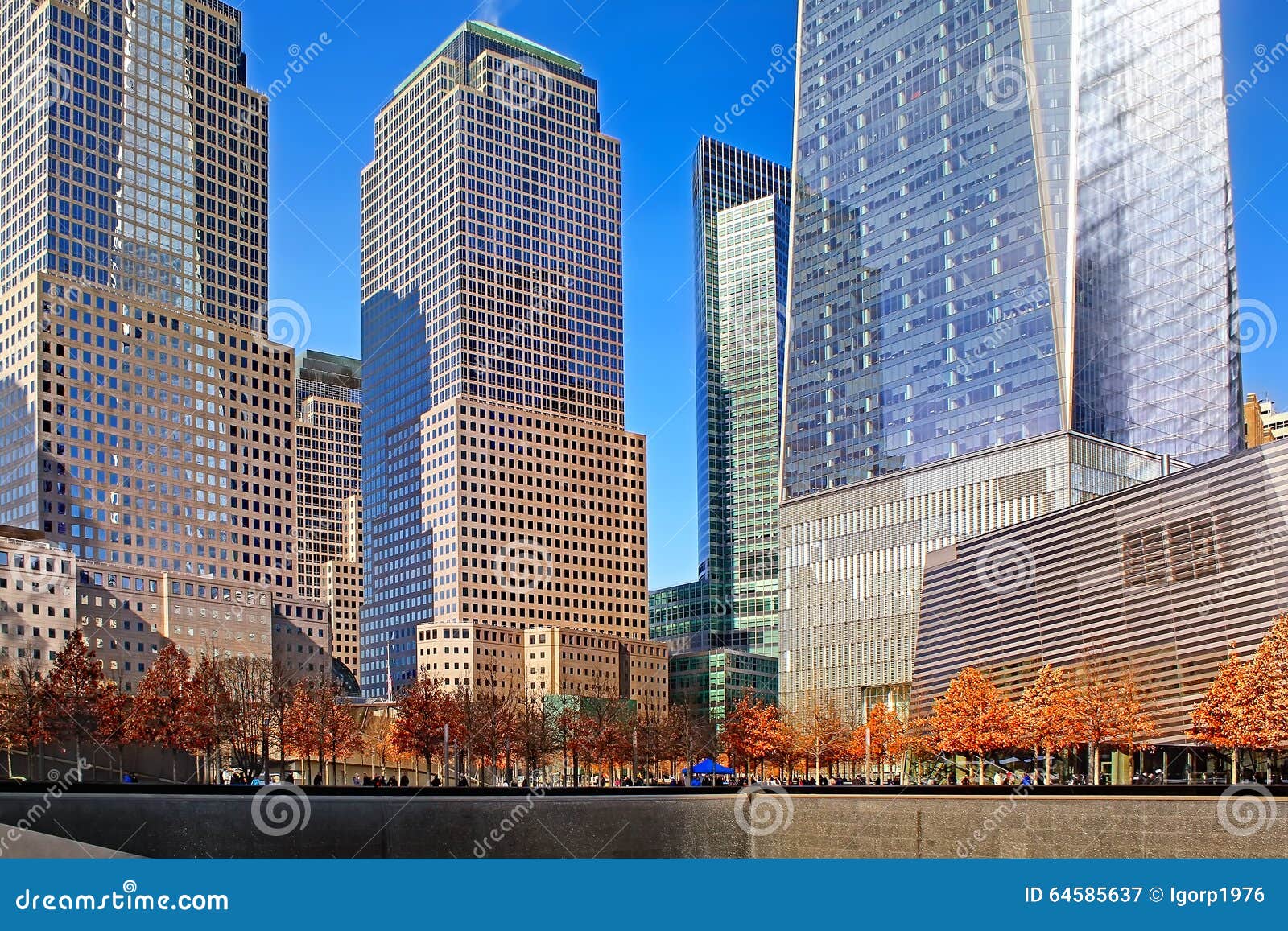 Panorama of the Freedom Tower and Reflecting Pools, New York Stock ...