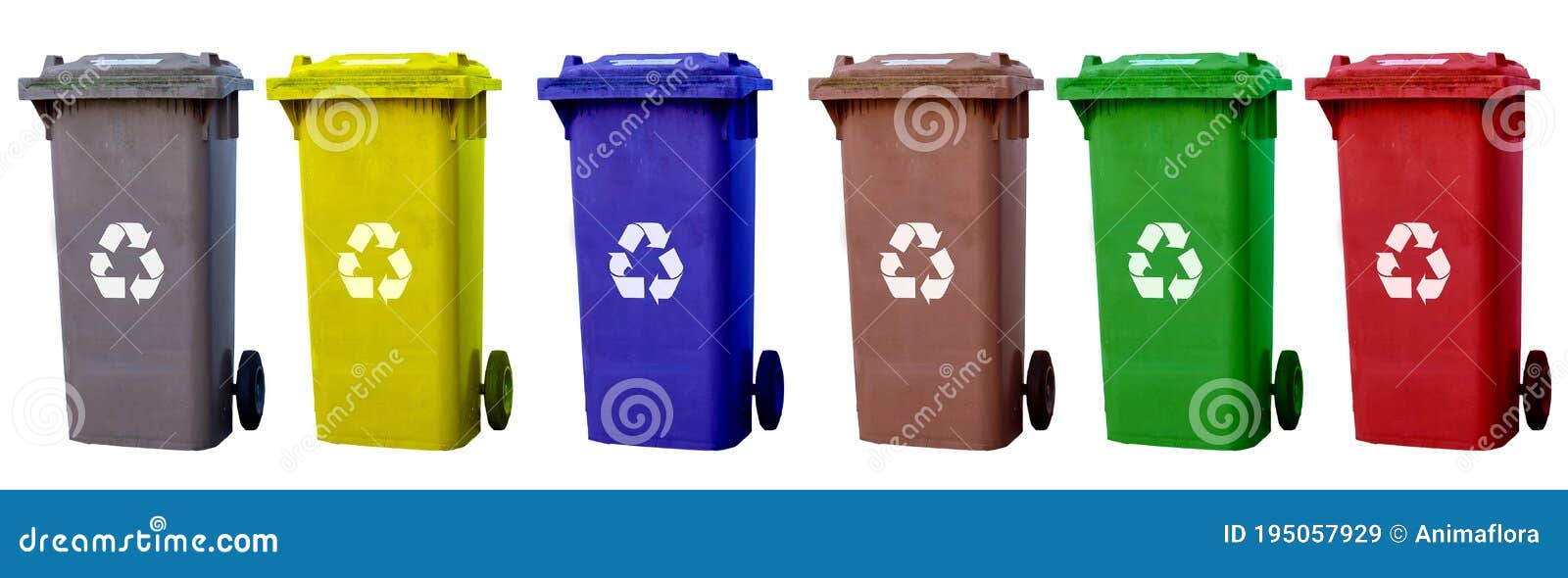 Panorama Garbage Cans Different Colors Stock Image - Image of friendly ...