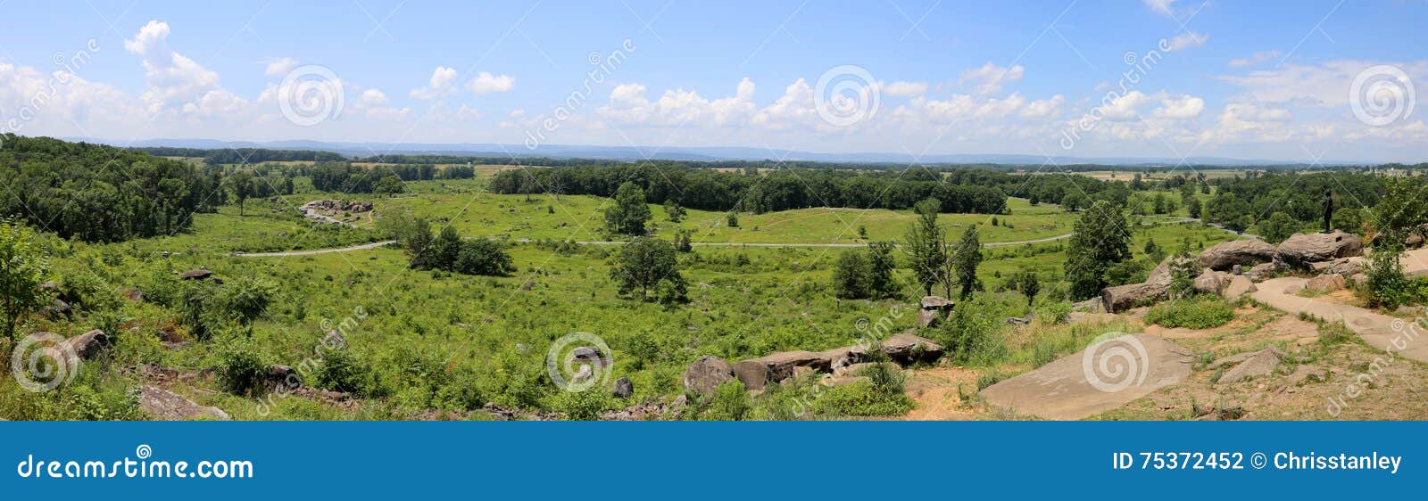 Panorama of Gettysburg Battle Fields Stock Photo - Image of monument ...