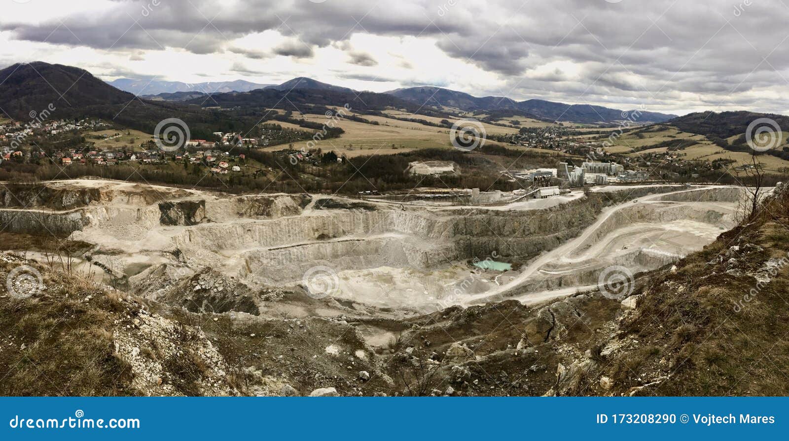 Panorama of the Giant Limestone Pit. Thousands Birches on the Cliffs ...