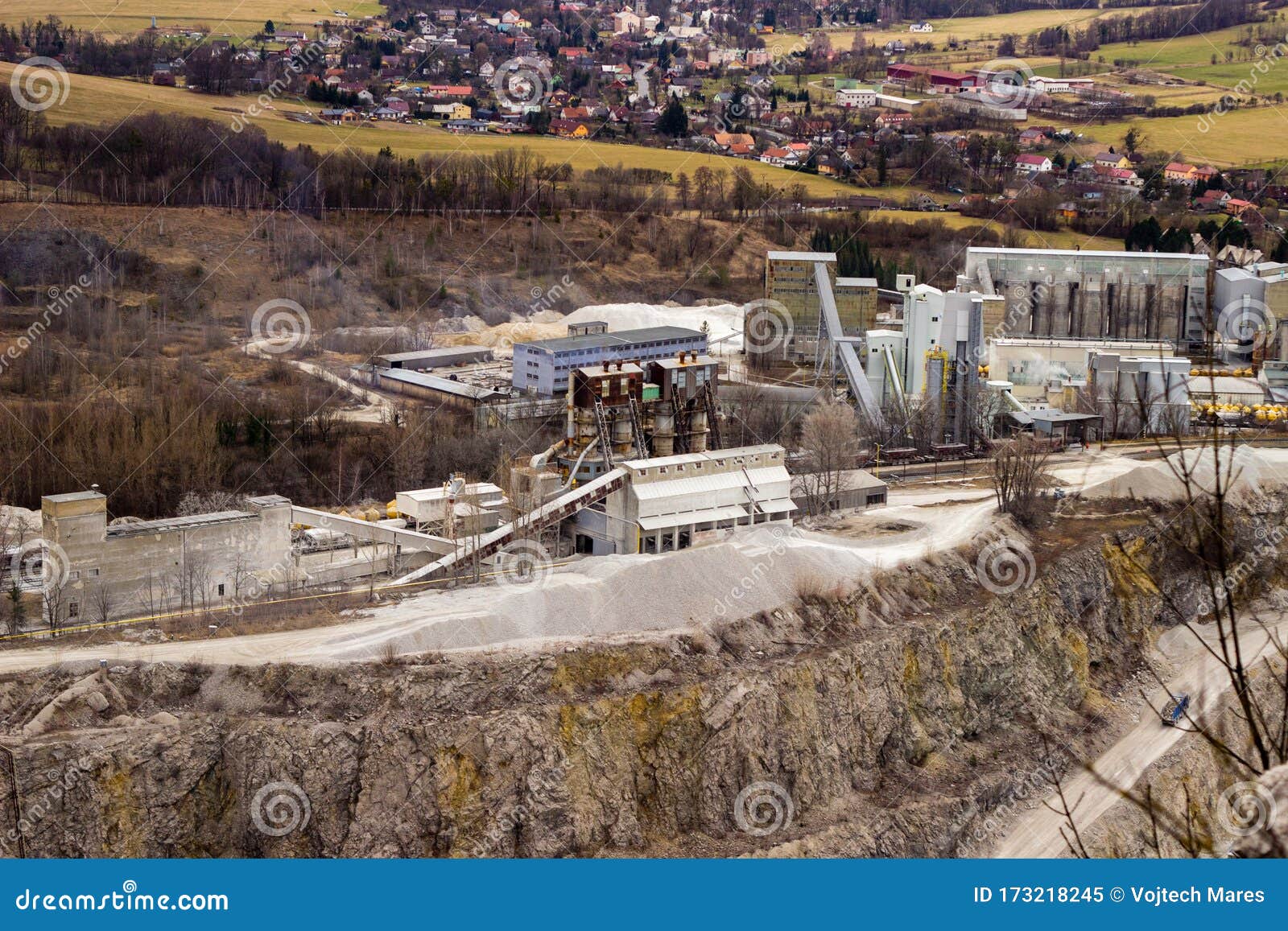 Panorama of the Giant Limestone Pit. Thousands Birches on the Cliffs ...