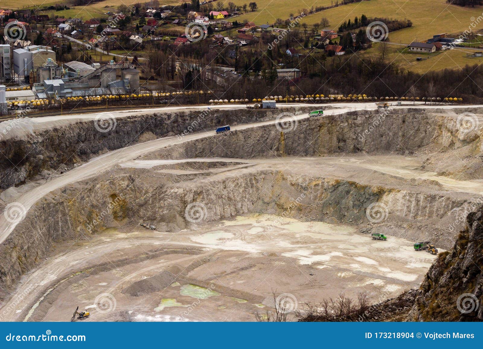 Panorama of the Giant Limestone Pit. Thousands Birches on the Cliffs ...
