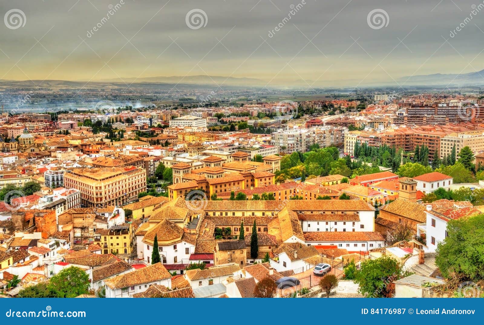 Panorama of Granada in Spain Stock Image - Image of mountain, district ...