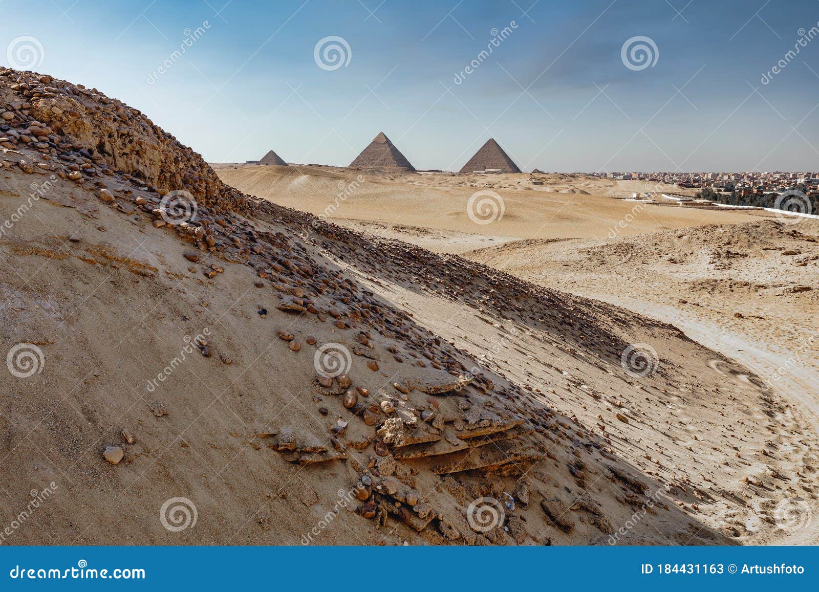Panorama of the Great Pyramids of Giza, Egypt Stock Image - Image of ...