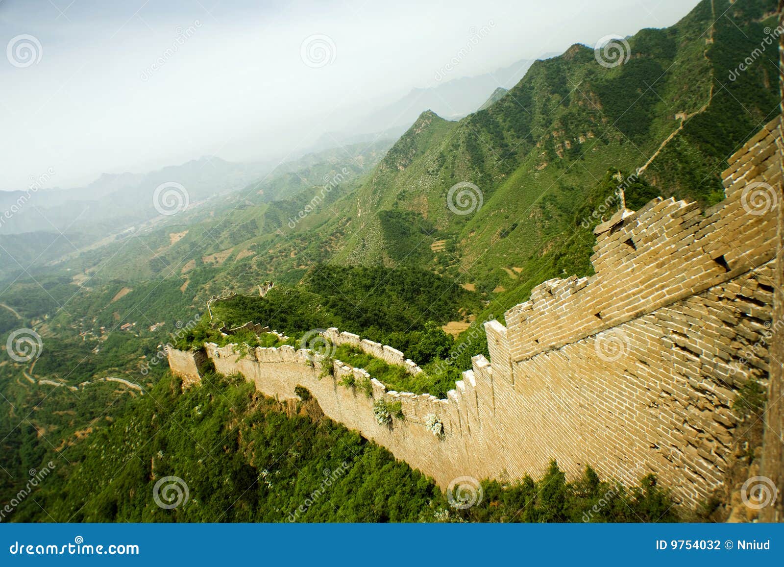 Panorama of the Great Wall, Winding on Mountains Stock Photo - Image of ...