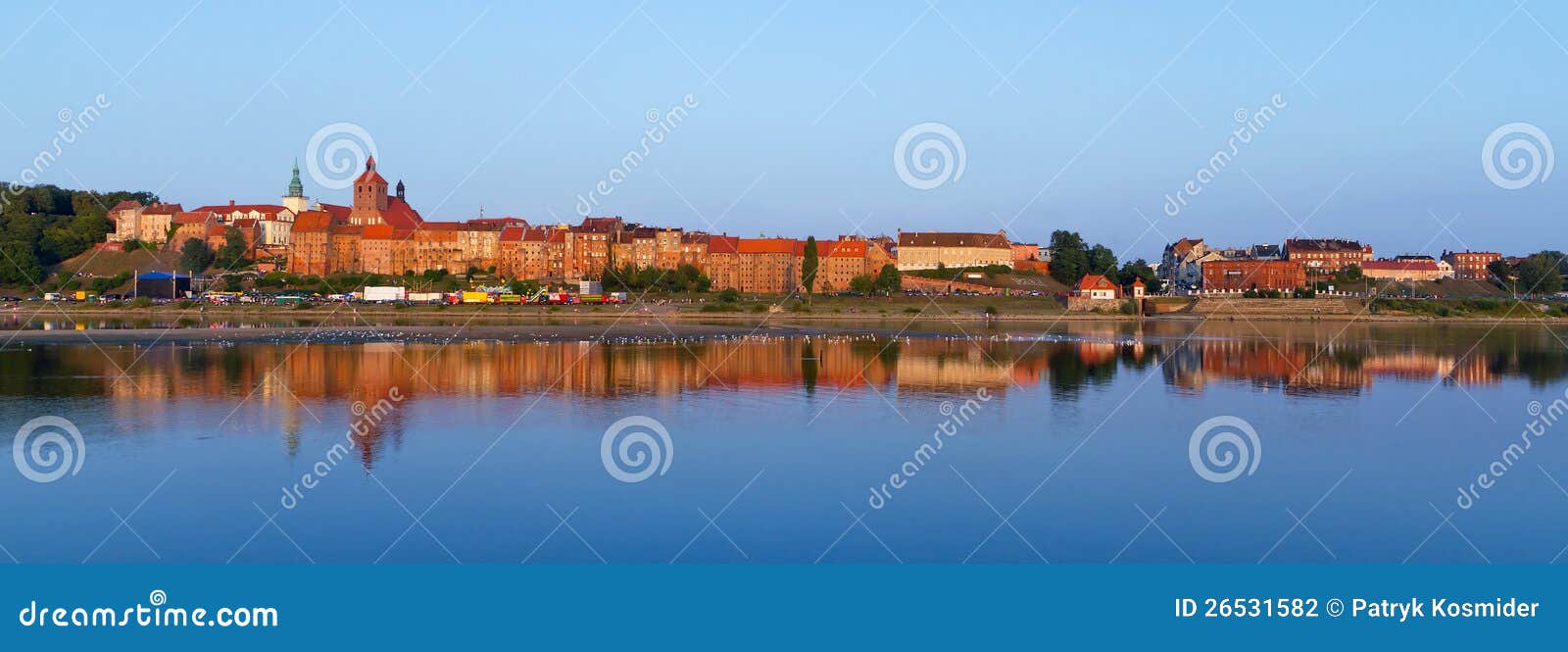 Panorama of Grudziadz at Wisla River Stock Photo - Image of facade ...