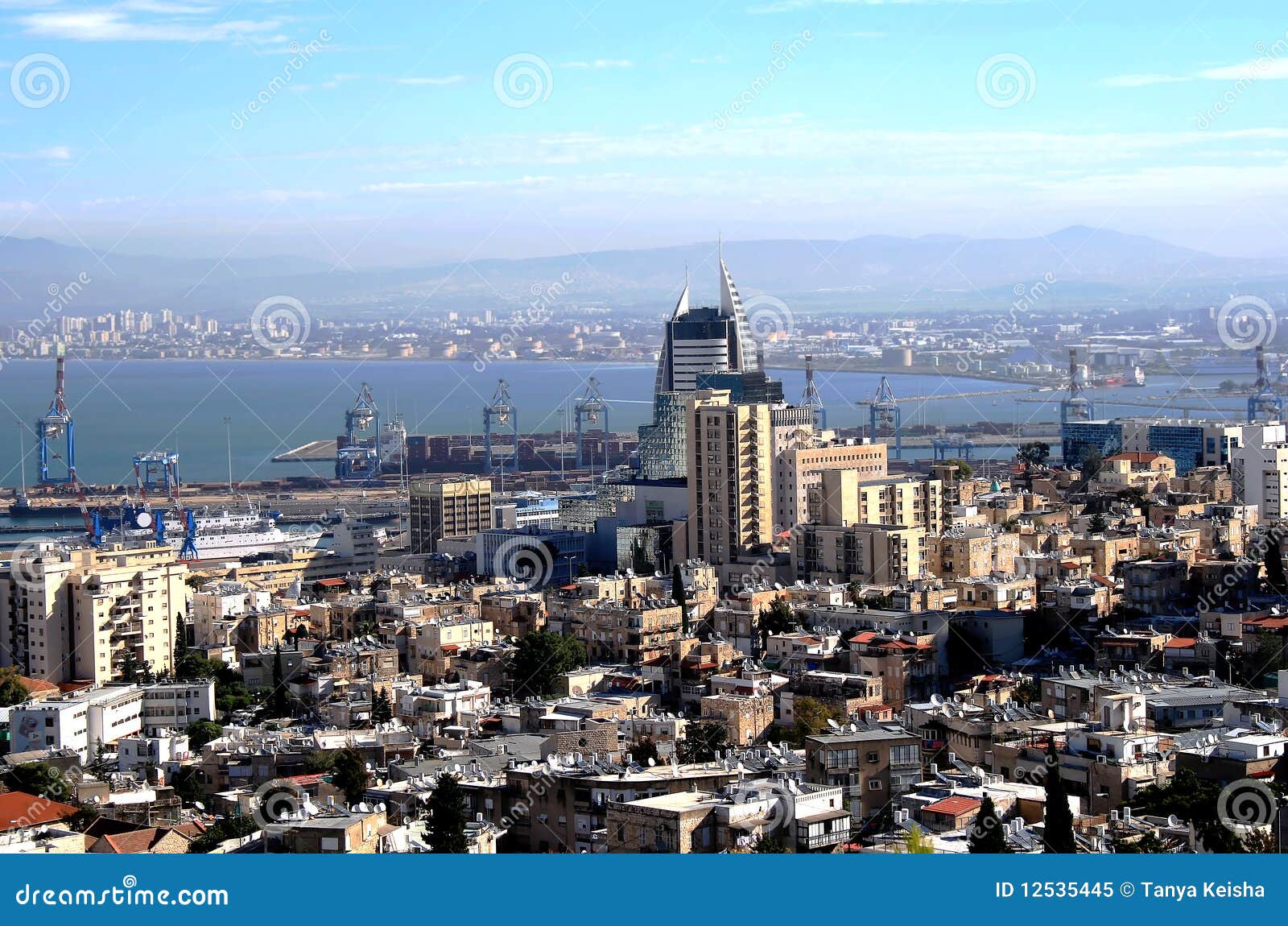Panorama of Haifa city stock image. Image of ashore, center - 12535445