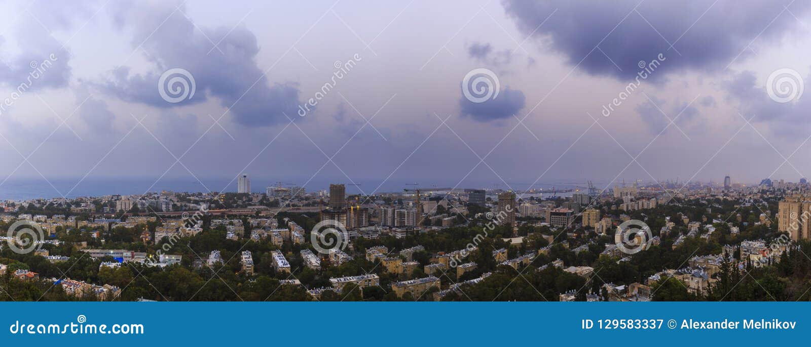 Panorama of Haifa at Sunset Stock Image - Image of mediterranean ...
