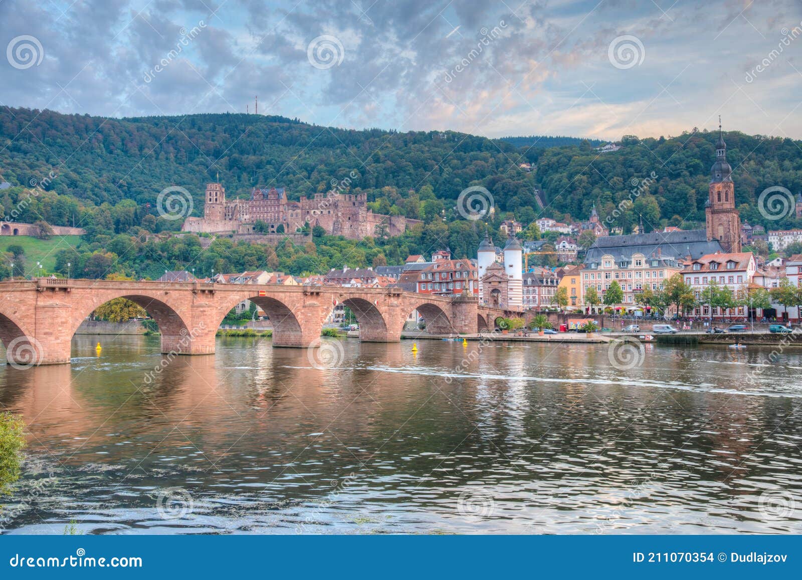 Panorama of Heidelberg Behind Neckar River, Germany Stock Photo - Image ...