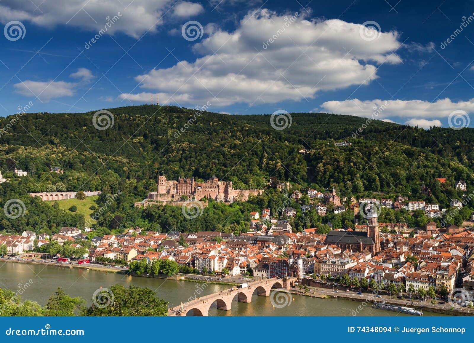 Panorama of Heidelberg stock photo. Image of forest, skyline - 74348094