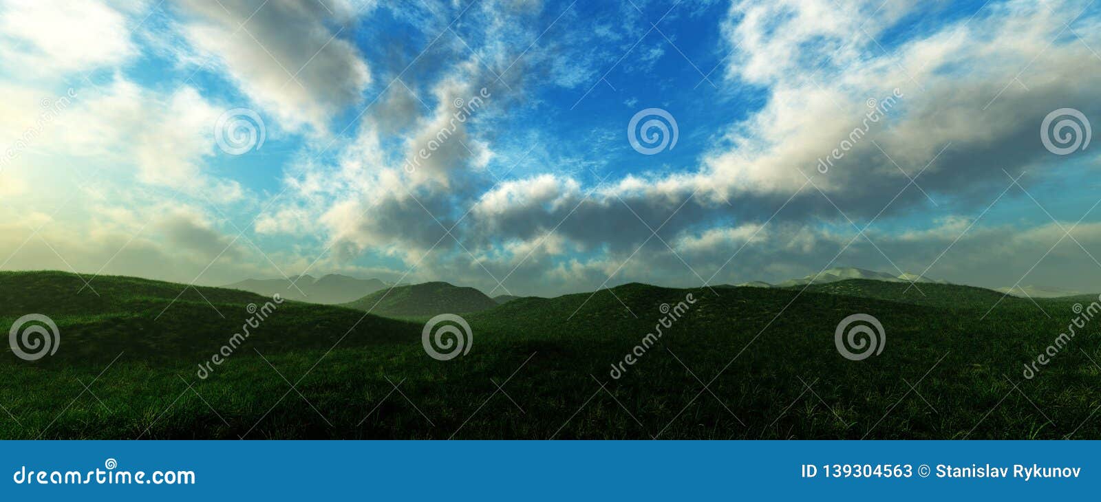 Panorama of the Hilly Landscape Stock Image - Image of cloud, tree ...