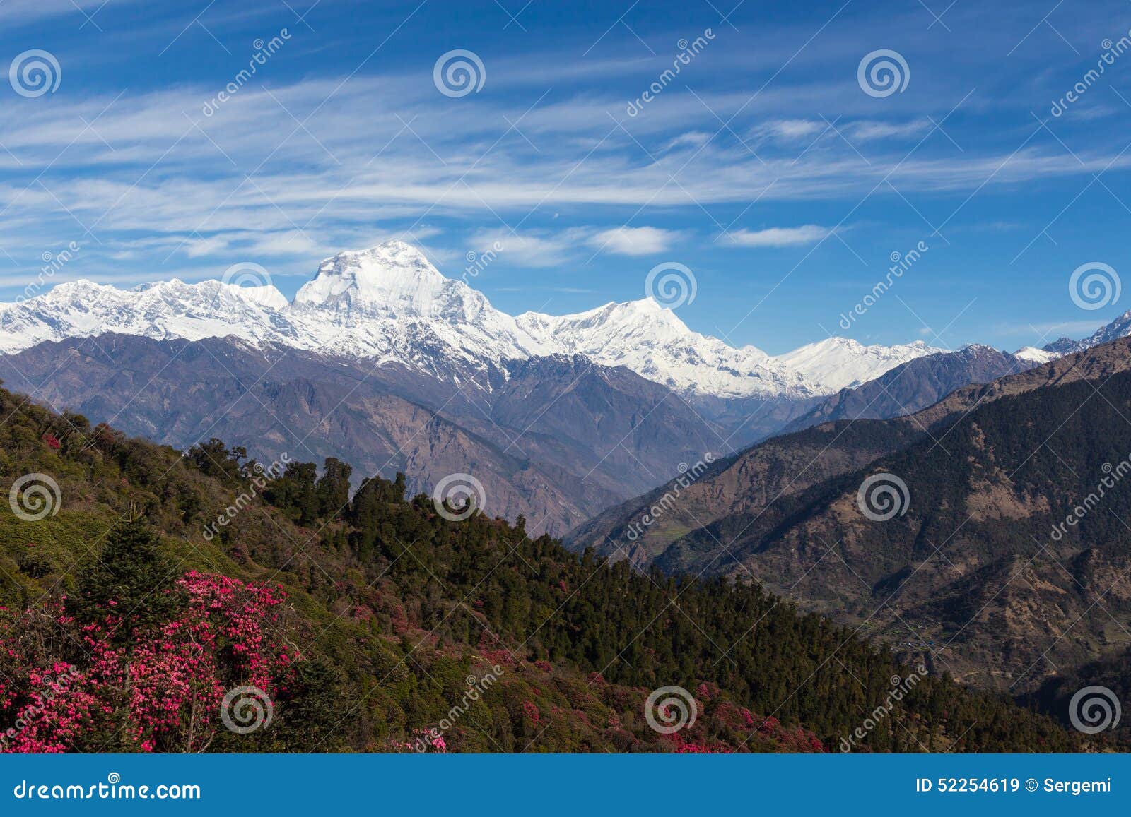 Panorama of the Himalayas in Nepal Spring Stock Image - Image of ...
