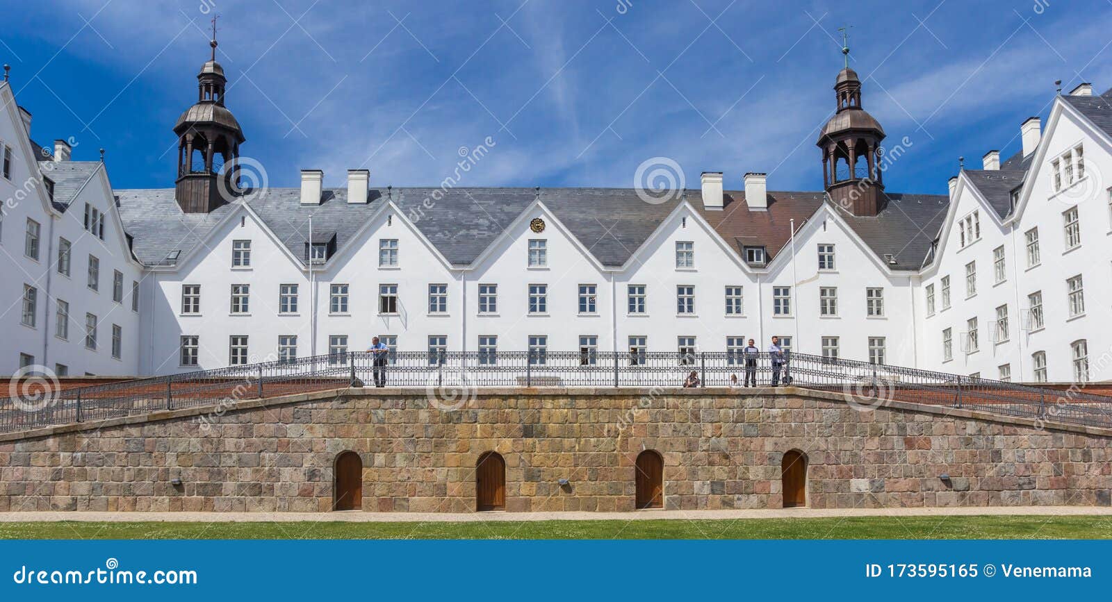 Panorama of the Historic White Castle on the Hilltop in Plon Editorial ...