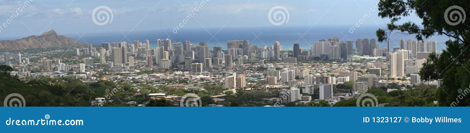 Panorama of Honolulu/Waikiki Stock Image - Image of panoramic, panorama ...