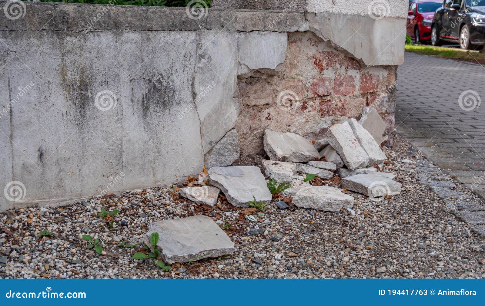 Panorama House Wall with Building Damage in the Wall Plaster Stock ...
