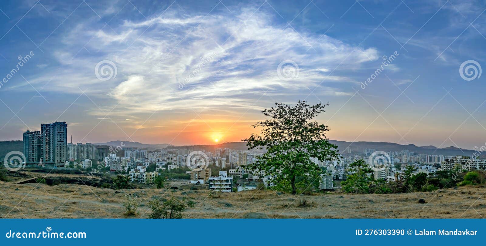 Panorama Image of Beautiful Evening Sky during Sunset in the Pune City ...