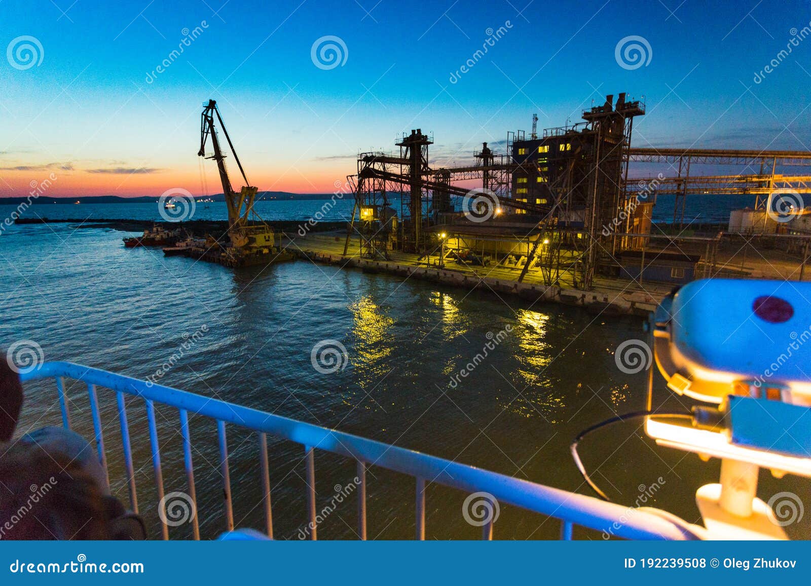Panorama Image of the Illuminated Cargo Port in Crimea at Night Stock ...