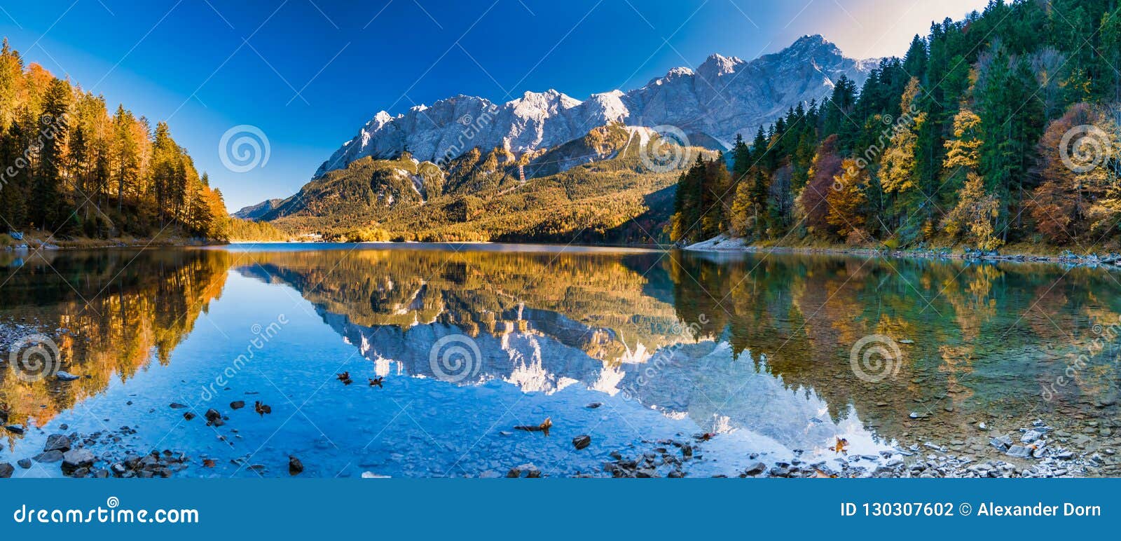 Panorama Image of Mountains with Water Reflection in the Lake Stock ...