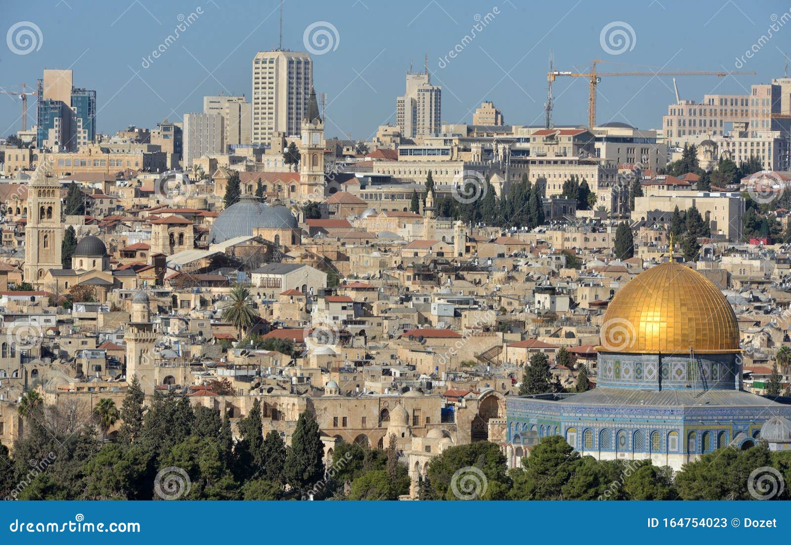 Panorama of Jerusalem stock image. Image of dome, holy - 164754023