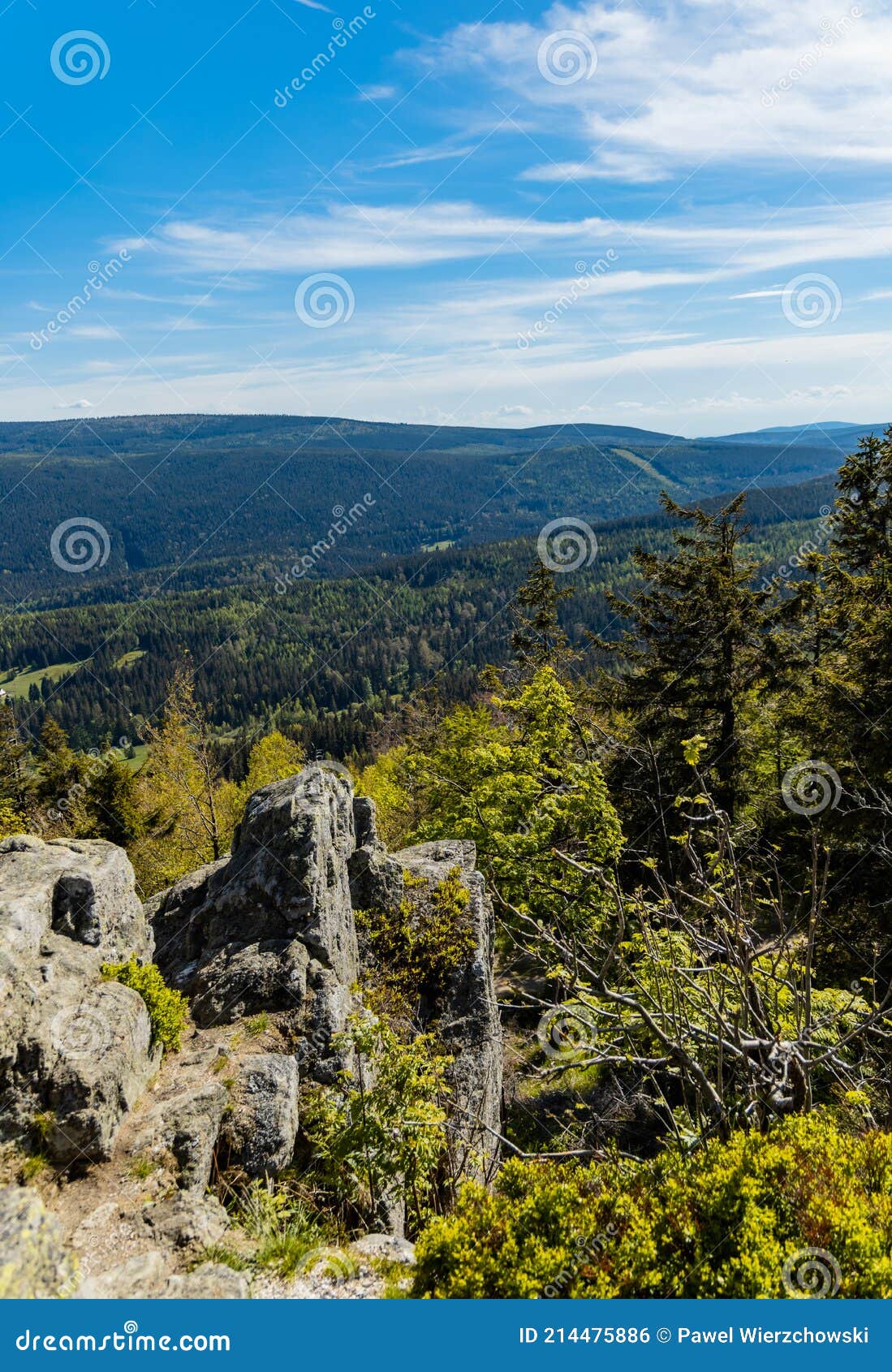 Panorama of Jizera Mountains Seen from Top of Rock Stock Photo - Image ...